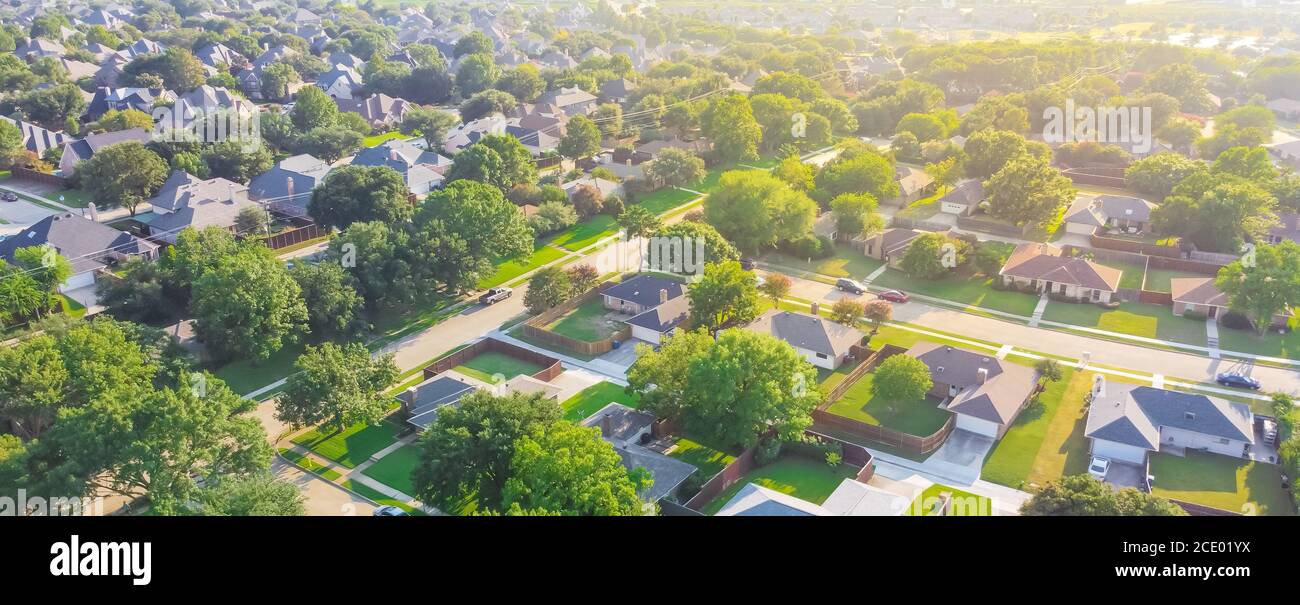 Panorama aerial view urban sprawl subdivision near Dallas, Texas, USA ...