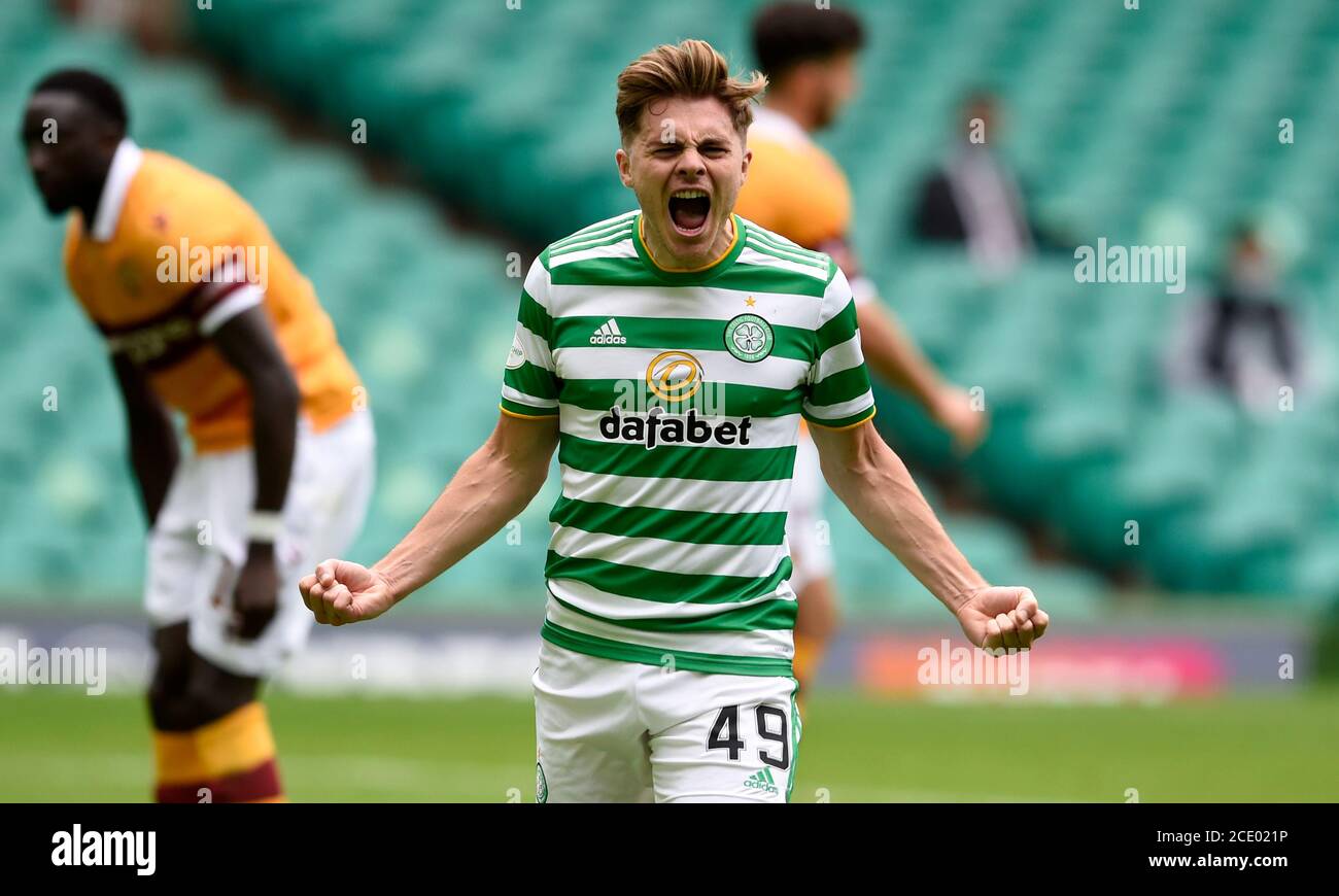 Celtic's James Forrest celebrates scoring his side's first goal of the ...