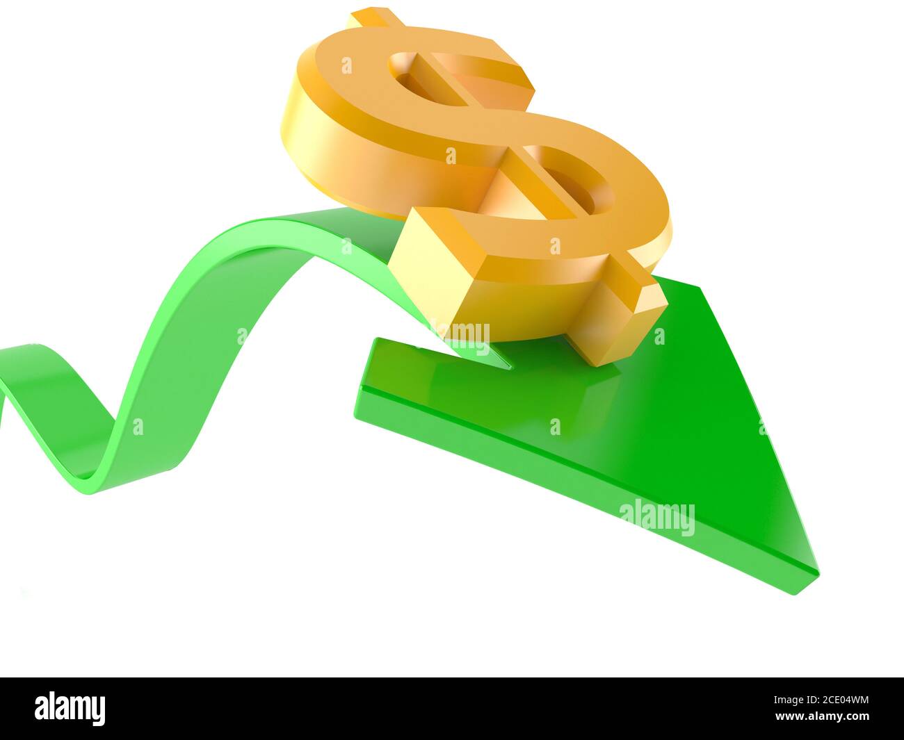 Arrow going up with dollar currency isolated on white background Stock ...