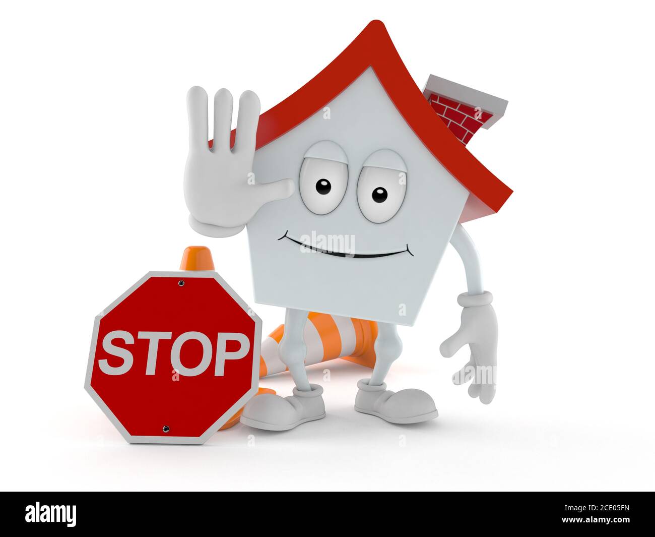 House character making stop gesture isolated on white background Stock ...