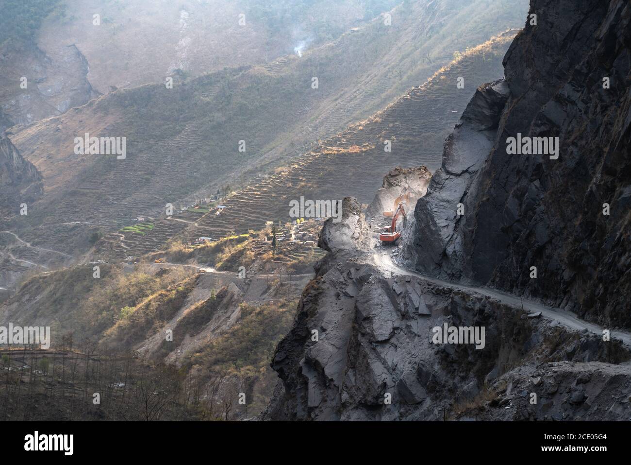 Road is blocked by landslide Stock Photo - Alamy