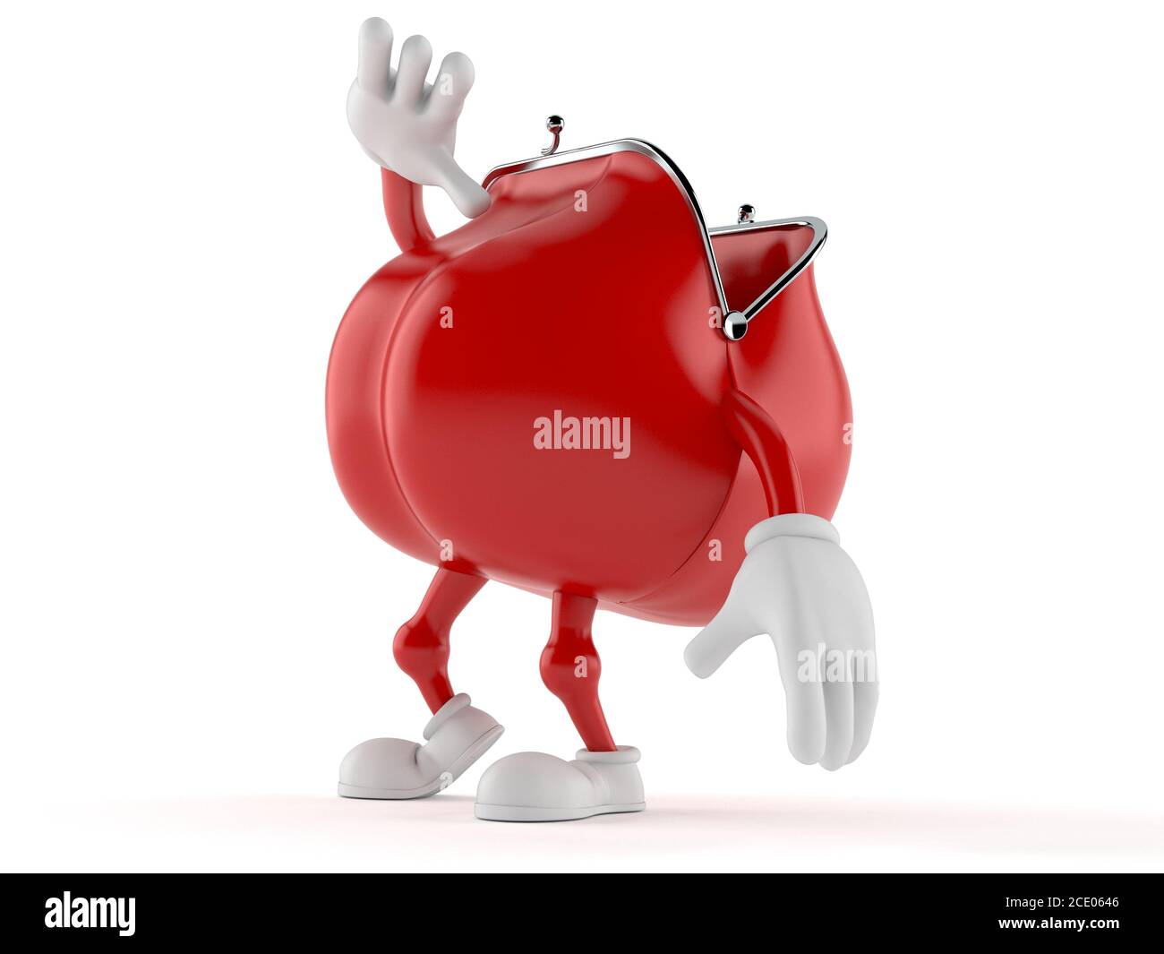 Purse character looking up isolated on white background Stock Photo - Alamy