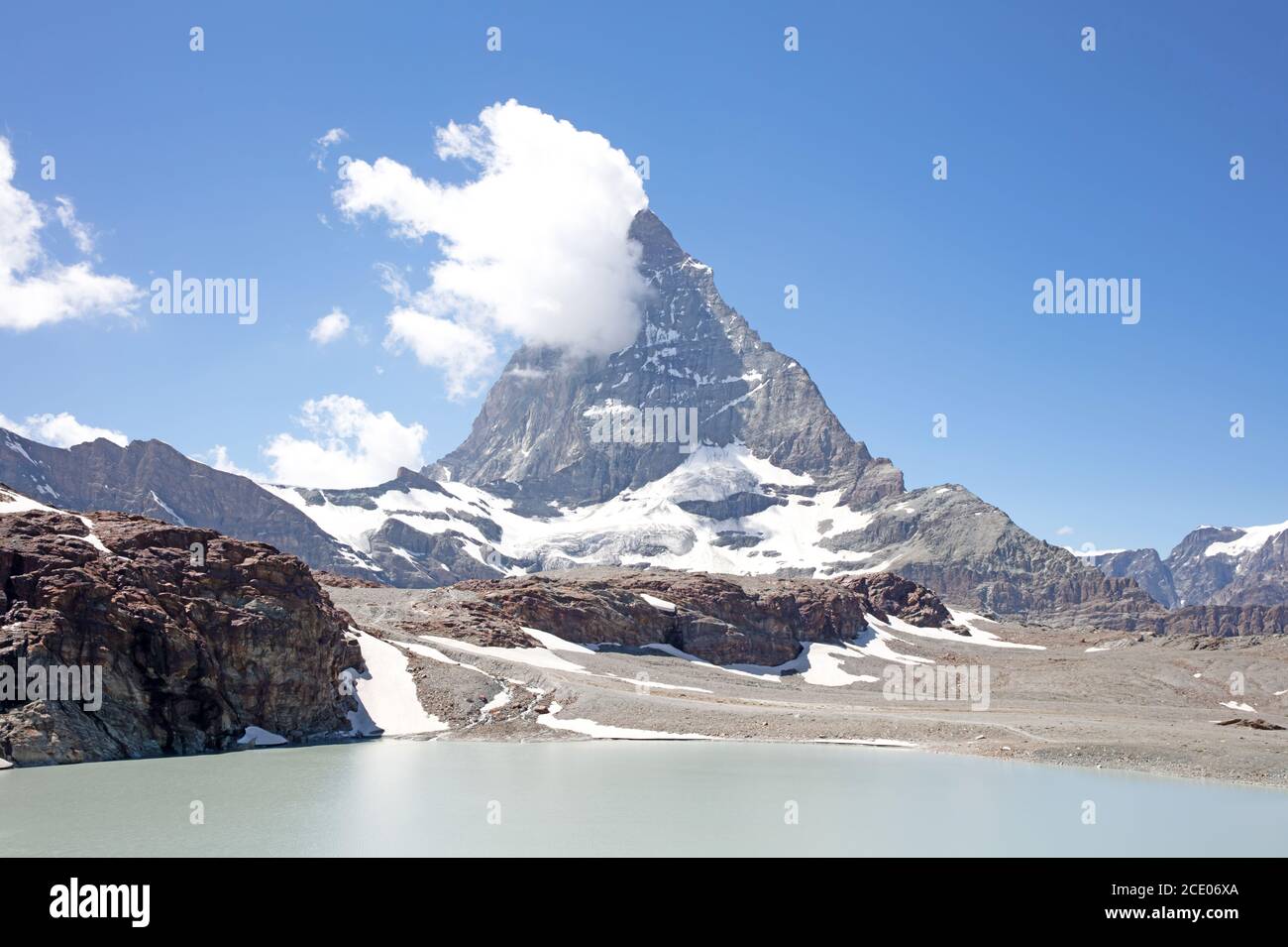 The Matterhorn, the iconic emblem of the Swiss Alps, summertime Stock ...