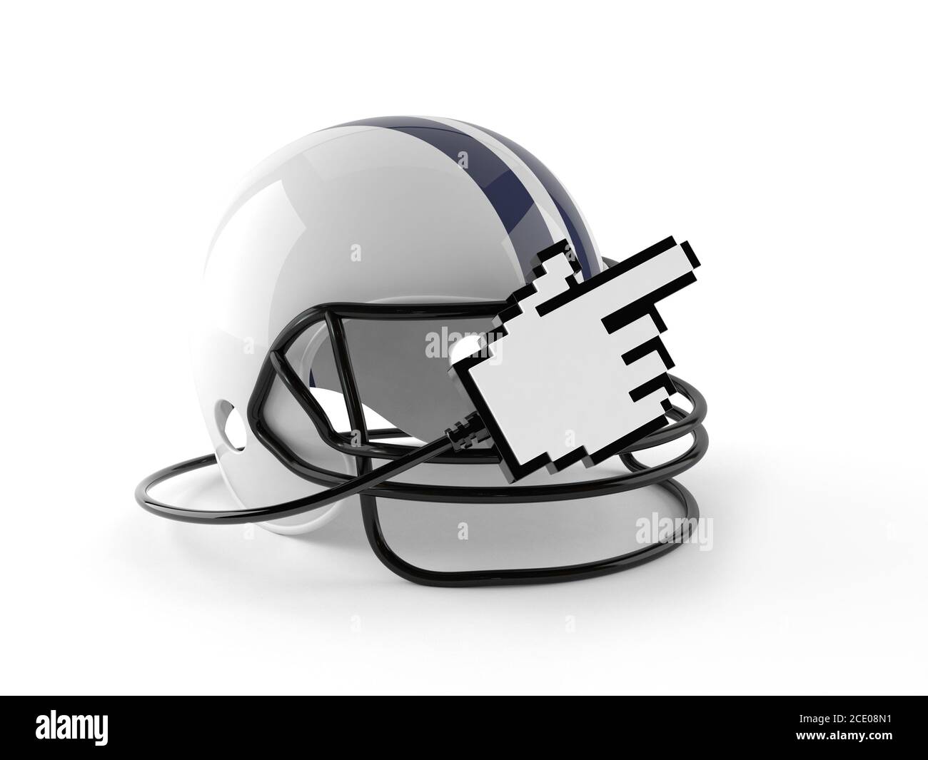 Football helmet with internet cursor isolated on white background Stock ...