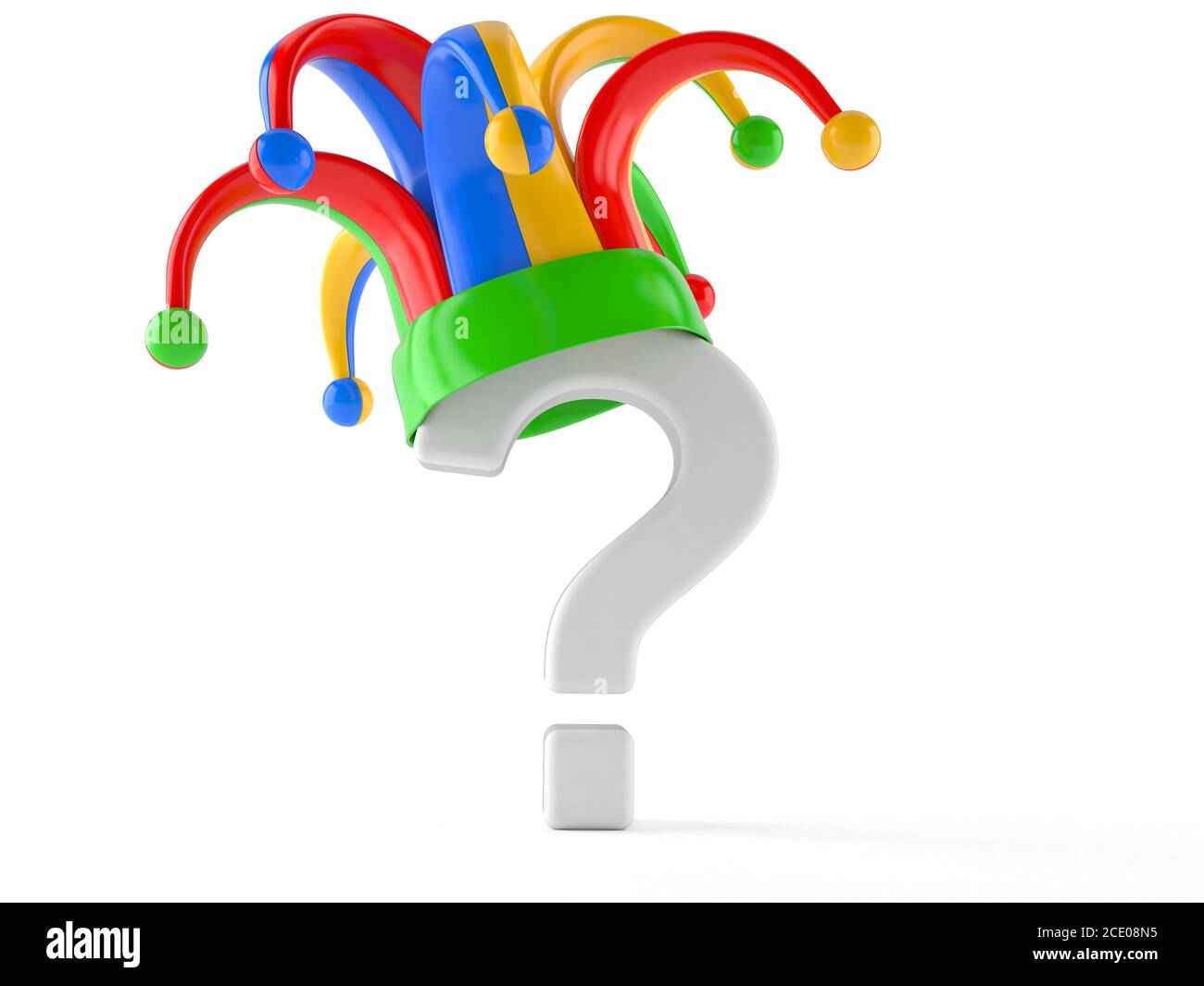 Jester hat with question mark isolated on white background Stock Photo ...