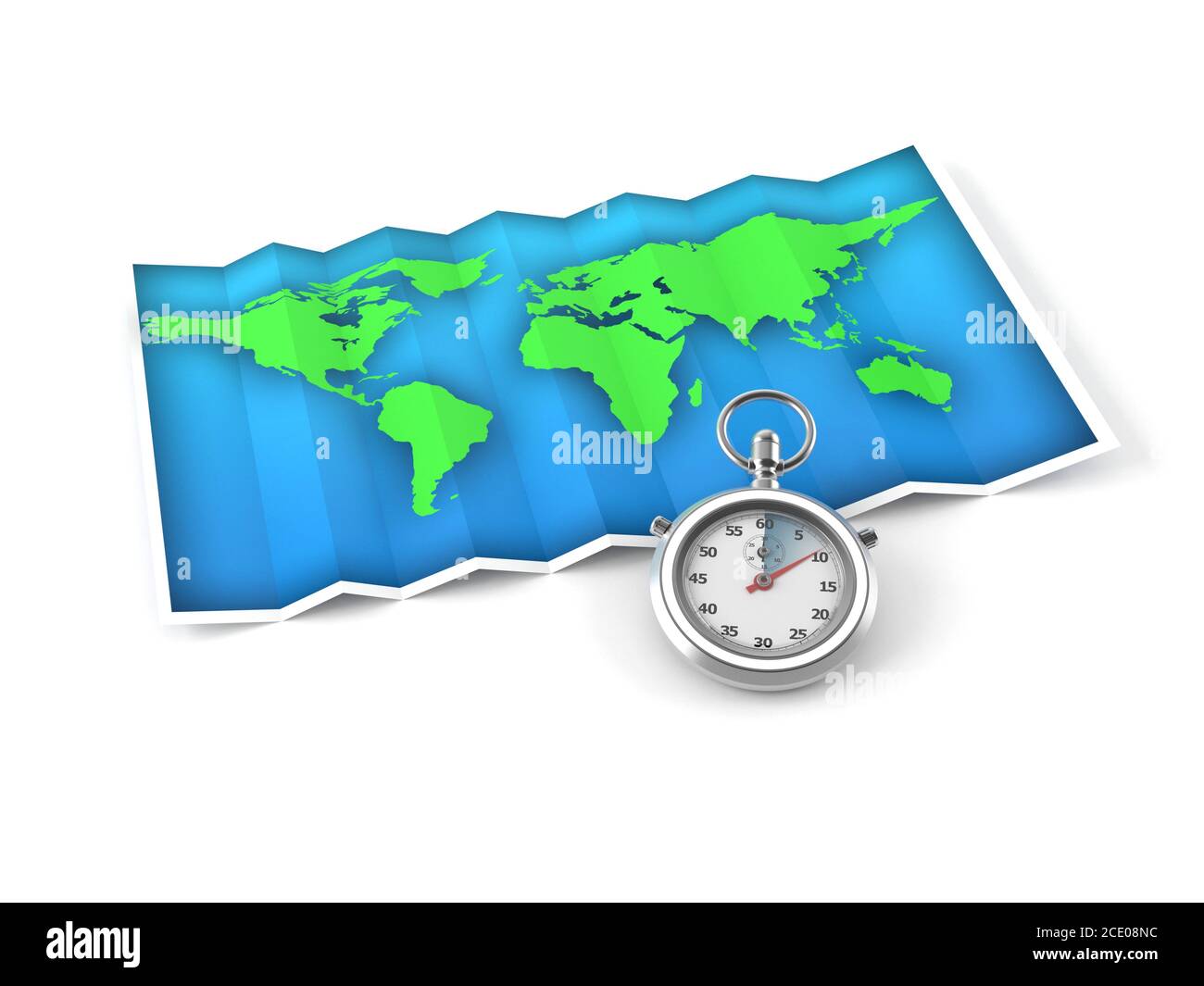 Map with stopwatch isolated on white background Stock Photo - Alamy