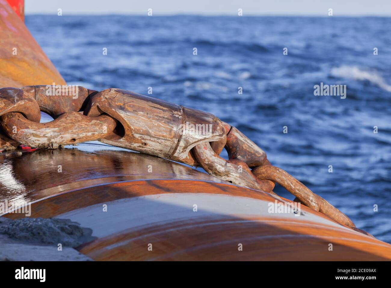 MONTROSE SCOTLAND - 2015 MAY 09. Swivel connection with chain links on ...