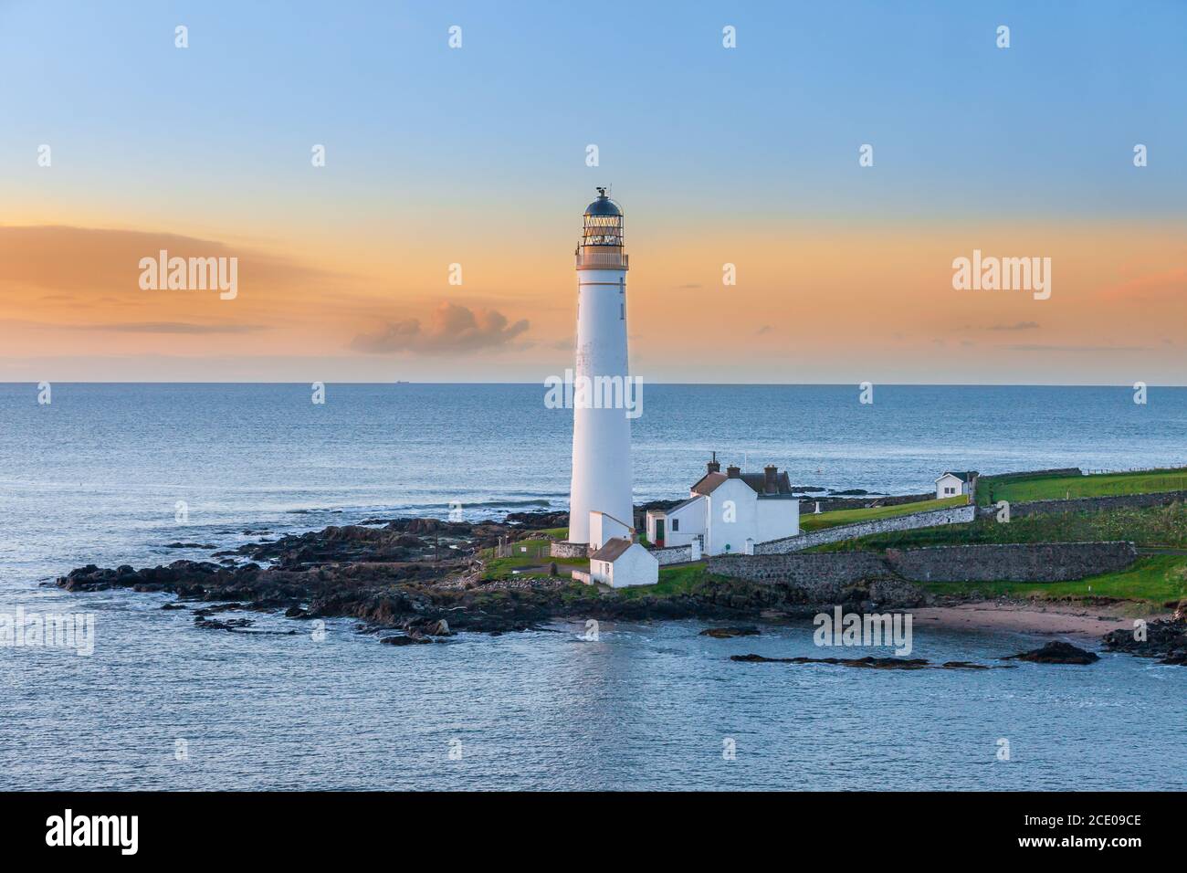 MONTROSE SCOTLAND - 2015 MAY 07. Scurdie Ness lighthouse at Ferryden ...