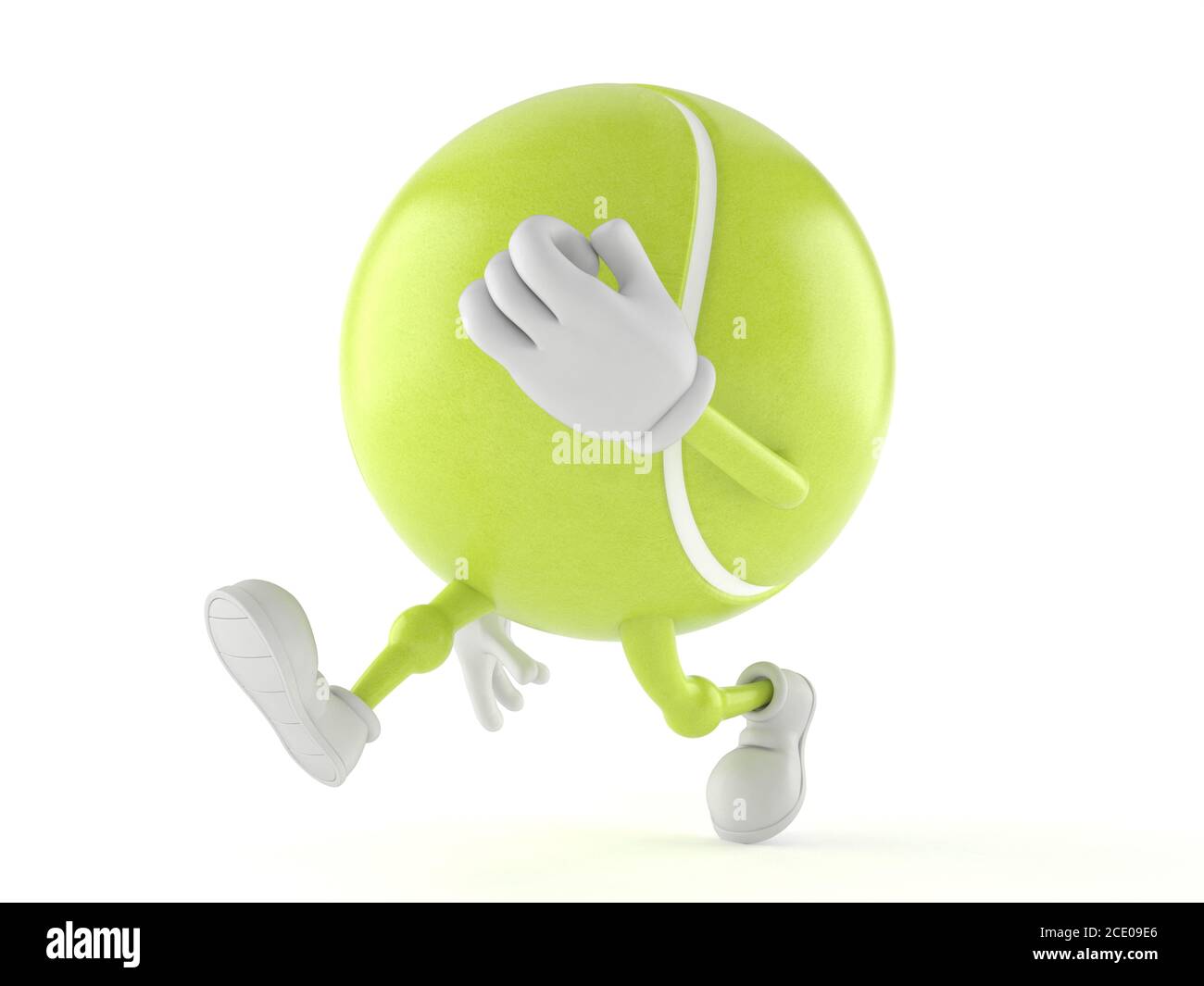 Tennis ball character running on white background Stock Photo - Alamy
