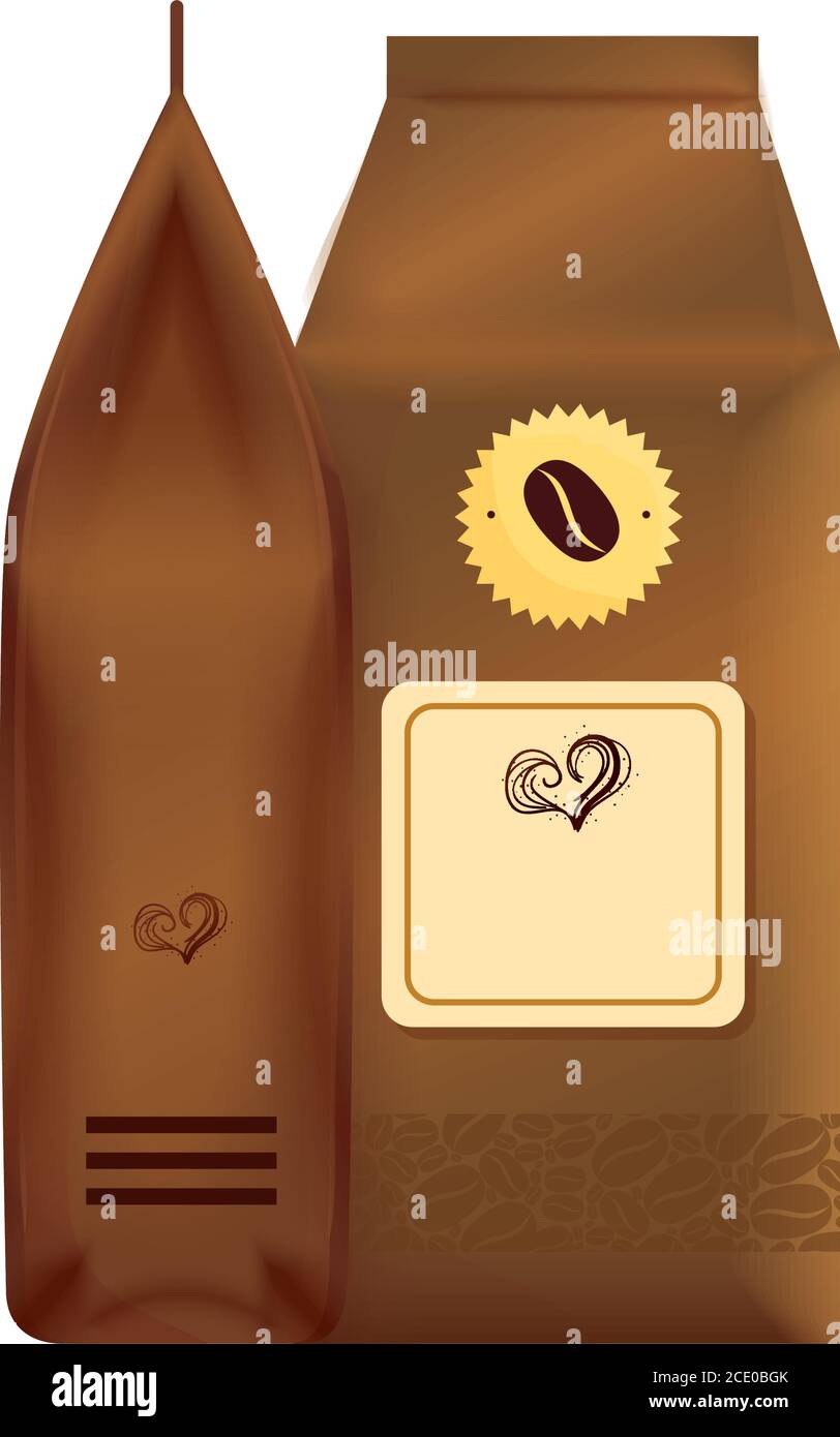 branding mockup coffee shop, bags paper of coffee on white background ...