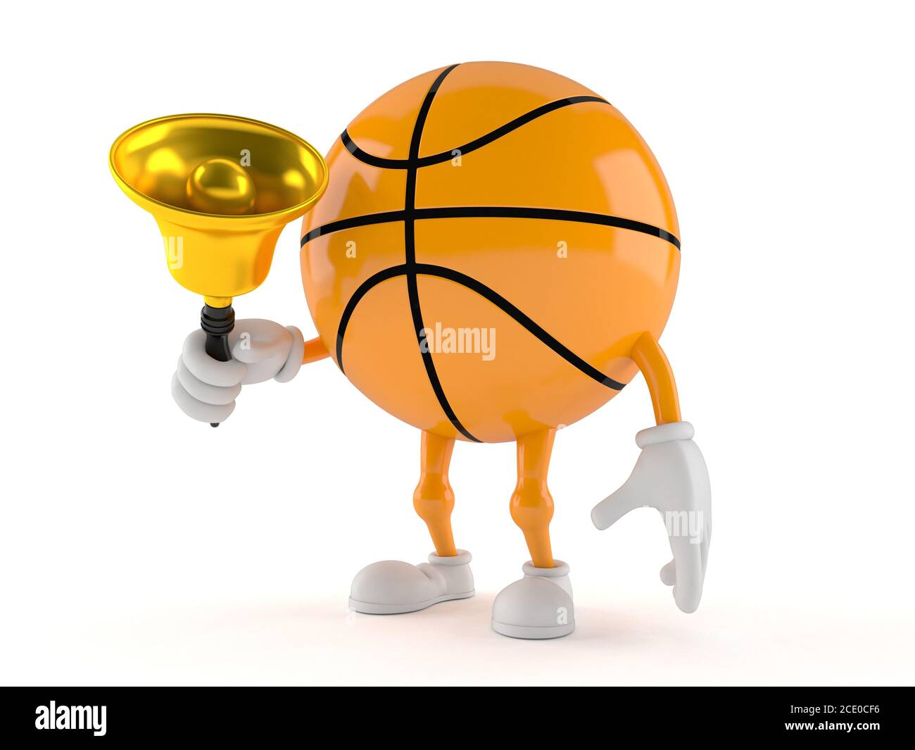 Basketball character ringing a handbell isolated on white background ...