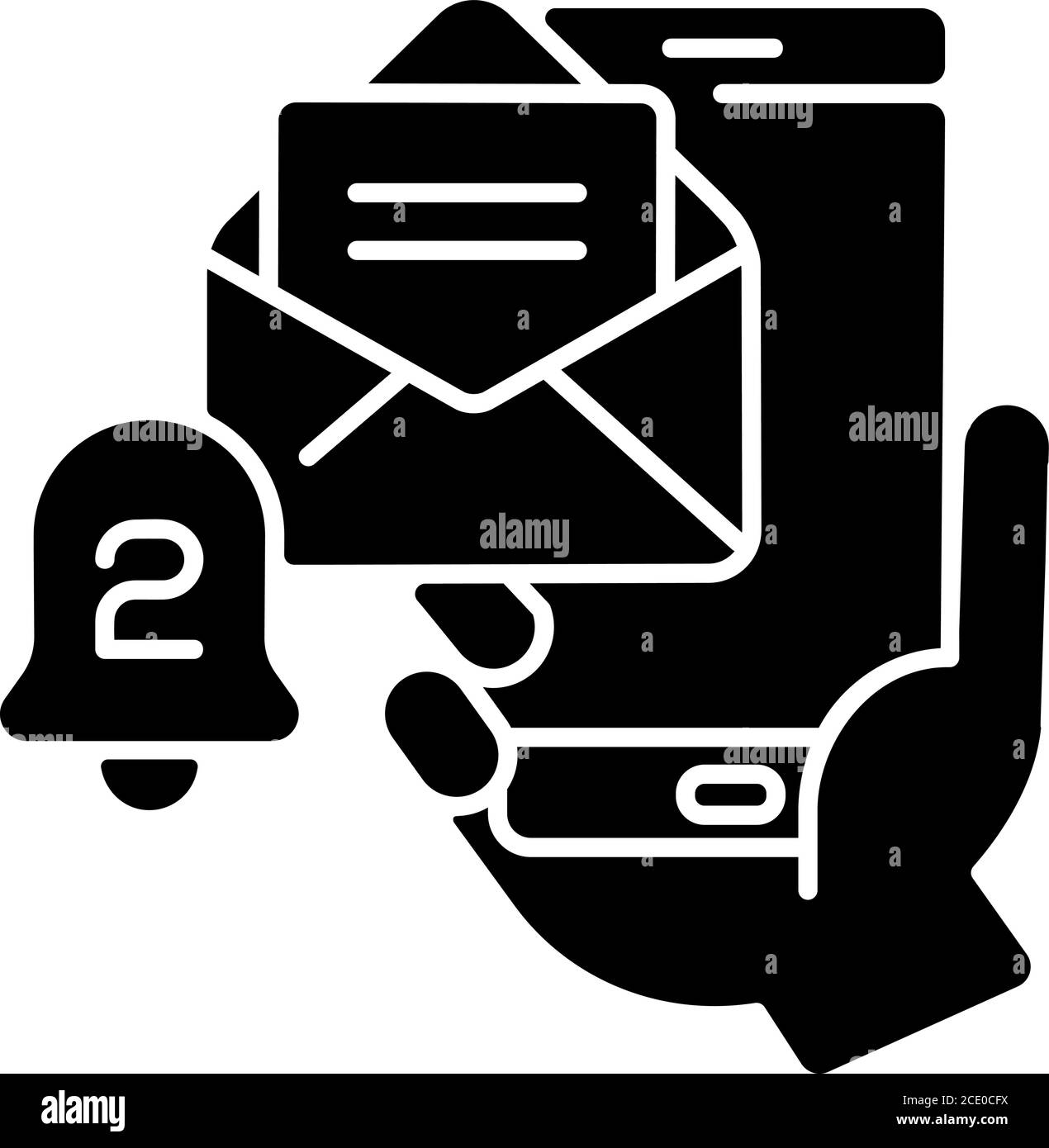Email alert black glyph icon Stock Vector Image & Art - Alamy