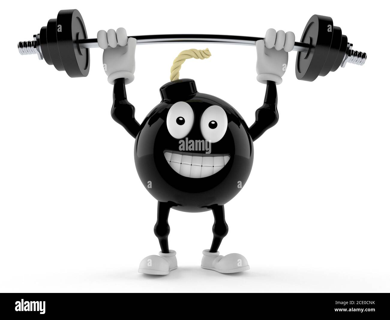 Bomb character lifting heavy barbell isolated on white background Stock ...