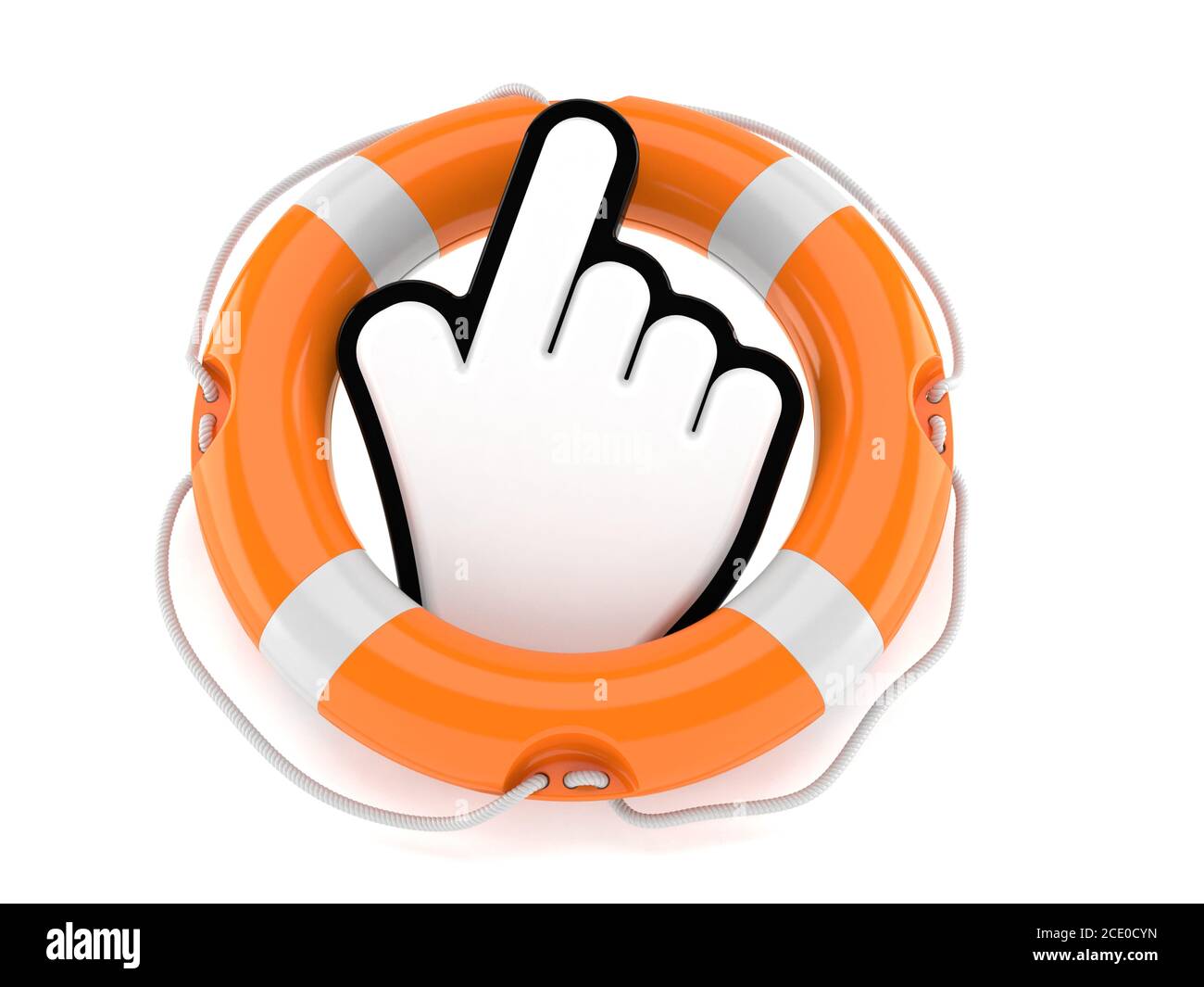 Cursor with life buoy isolated on white background Stock Photo - Alamy
