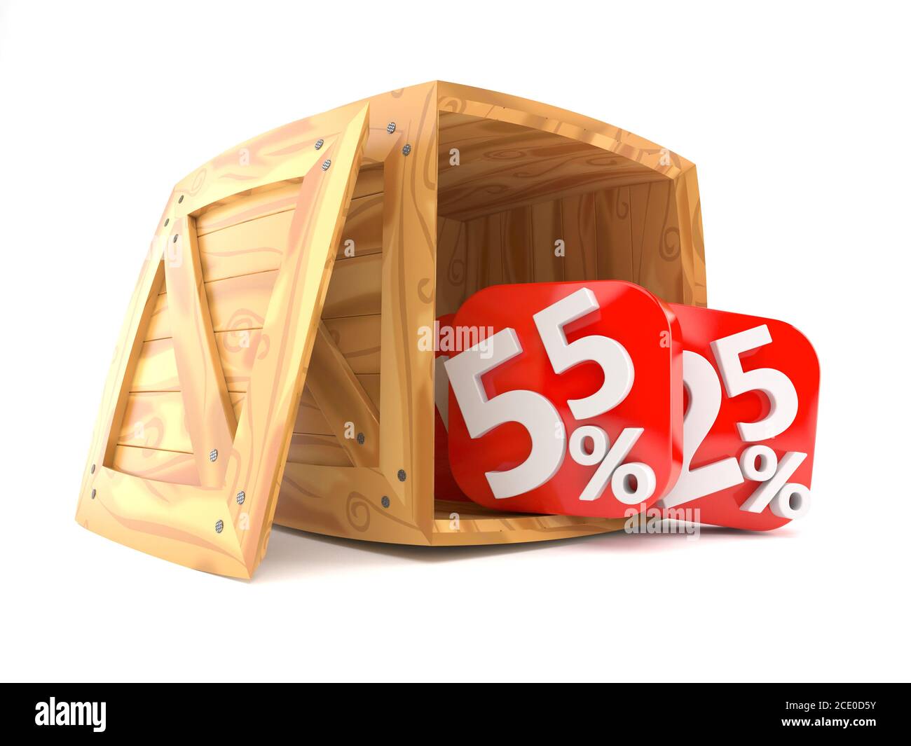 Cargo crate with percentage symbols isolated on white background Stock ...