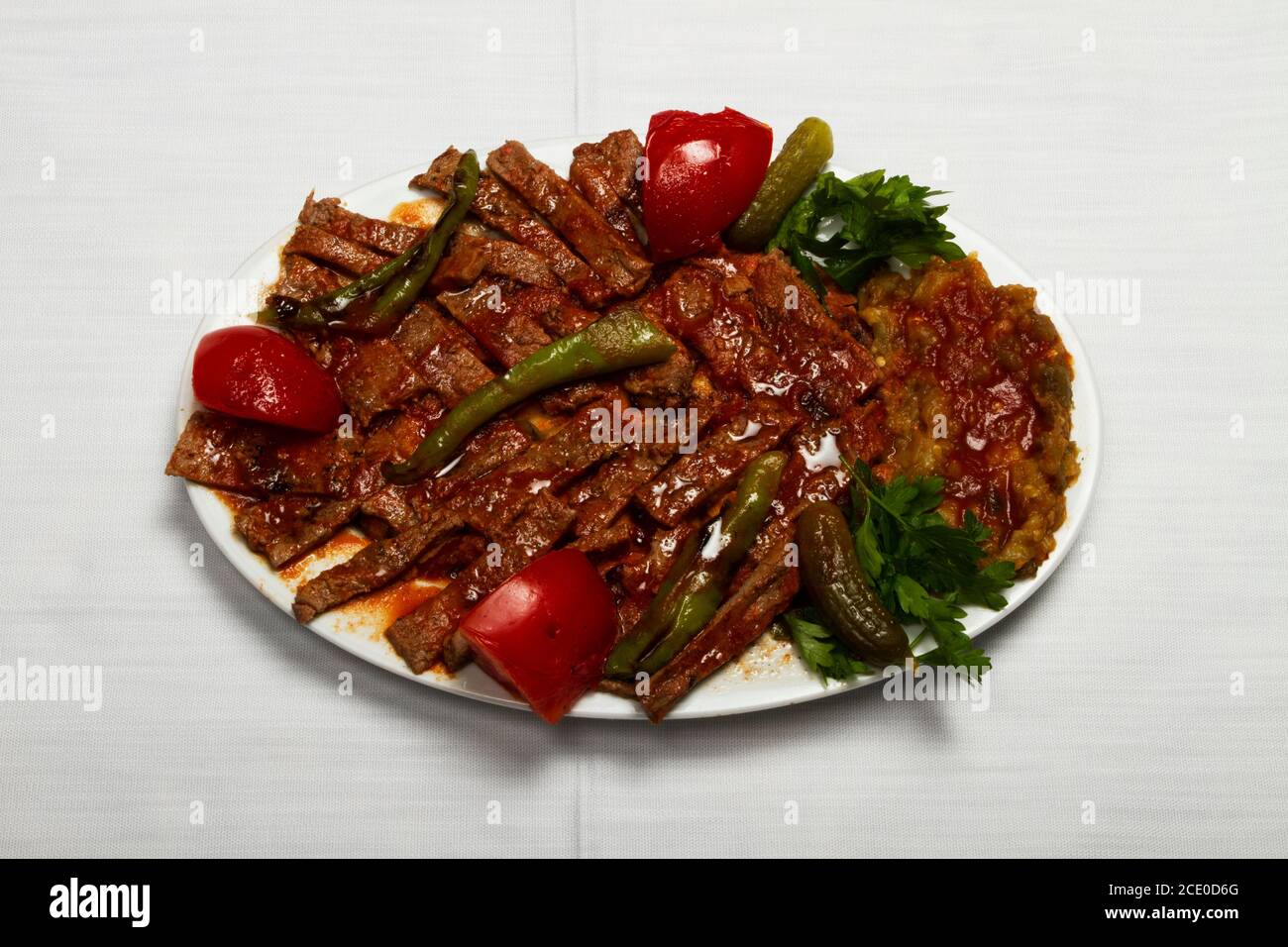Selection of meat from Turkish cuisine. Meatballs, steaks, tenderloin ...