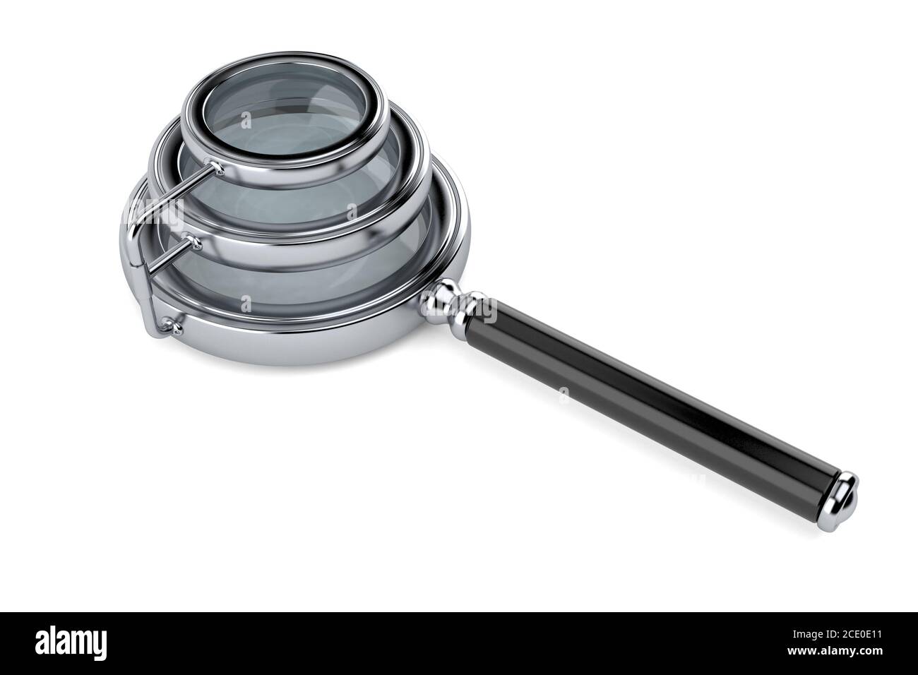 Power magnifying glass isolated on white background Stock Photo - Alamy