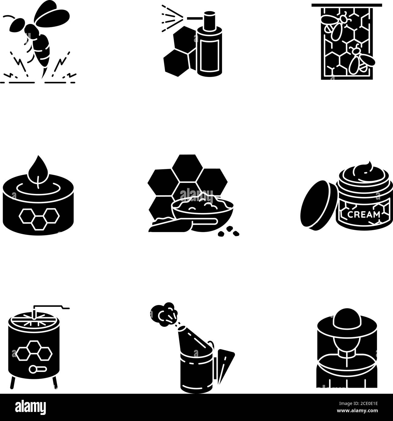 DIY beekeeping black glyph icons set on white space Stock Vector Image & Art - Alamy