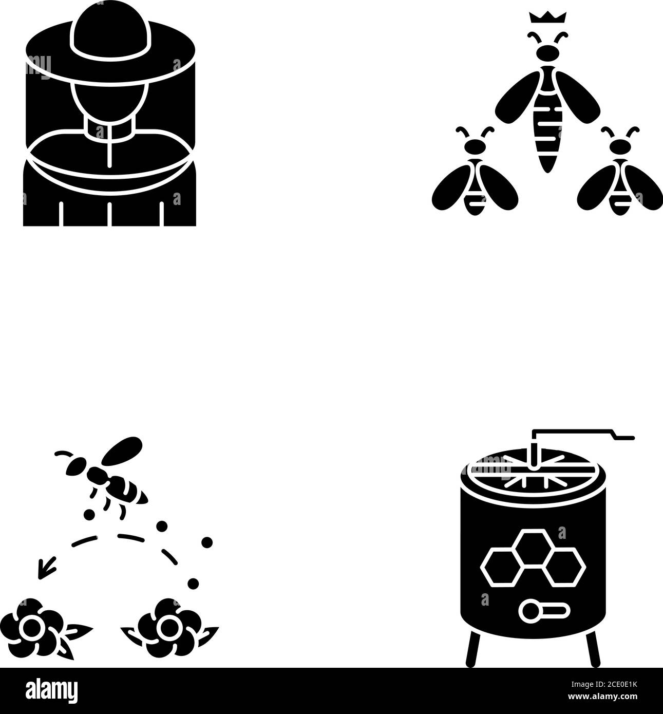 Beekeeping set icon beekeeper Black and White Stock Photos & Images - Alamy