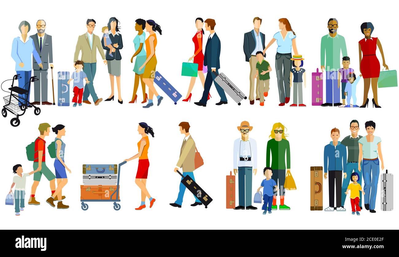 different travelers with luggage Stock Photo - Alamy