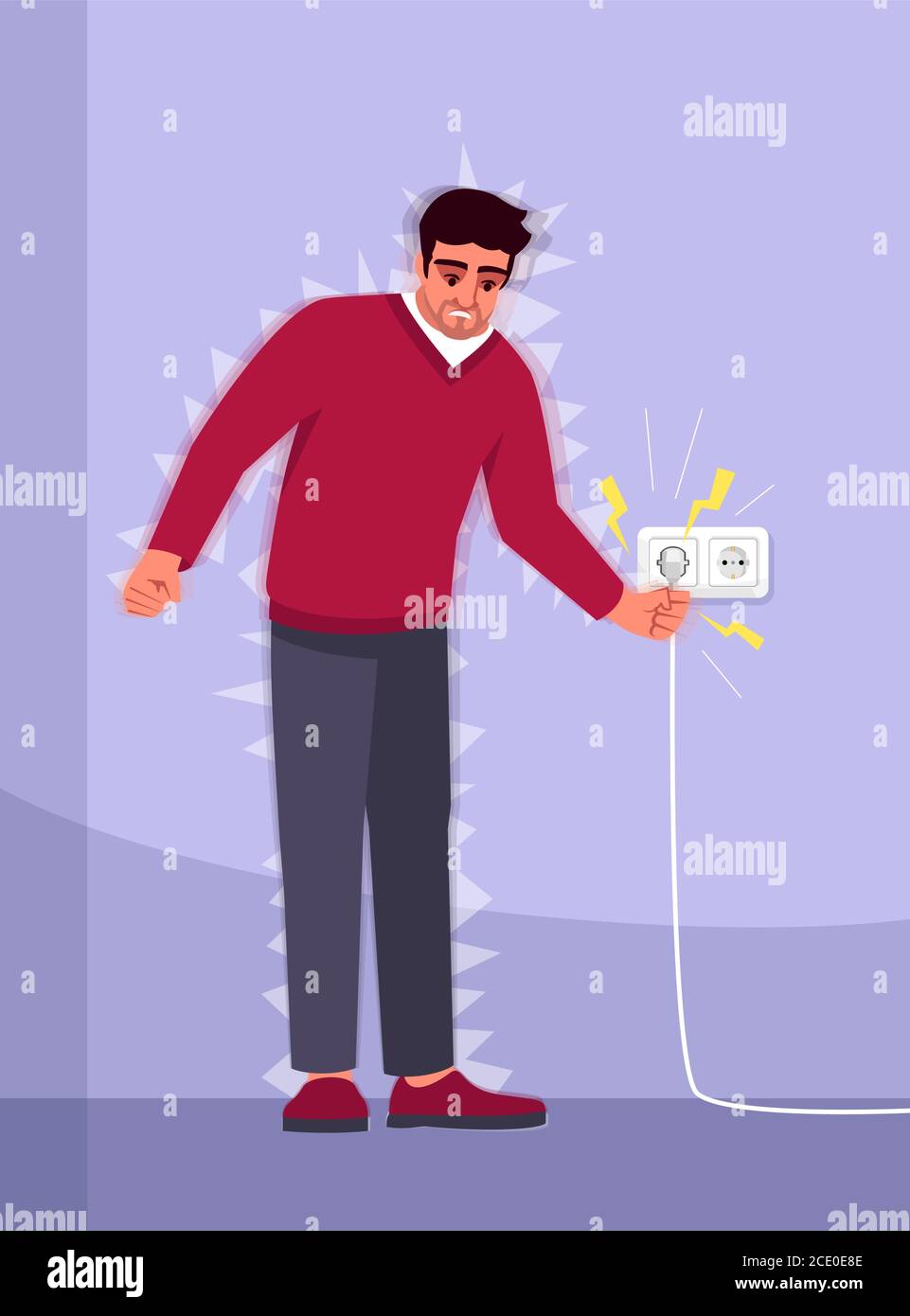 Electric shock experience semi flat RGB color vector illustration Stock ...