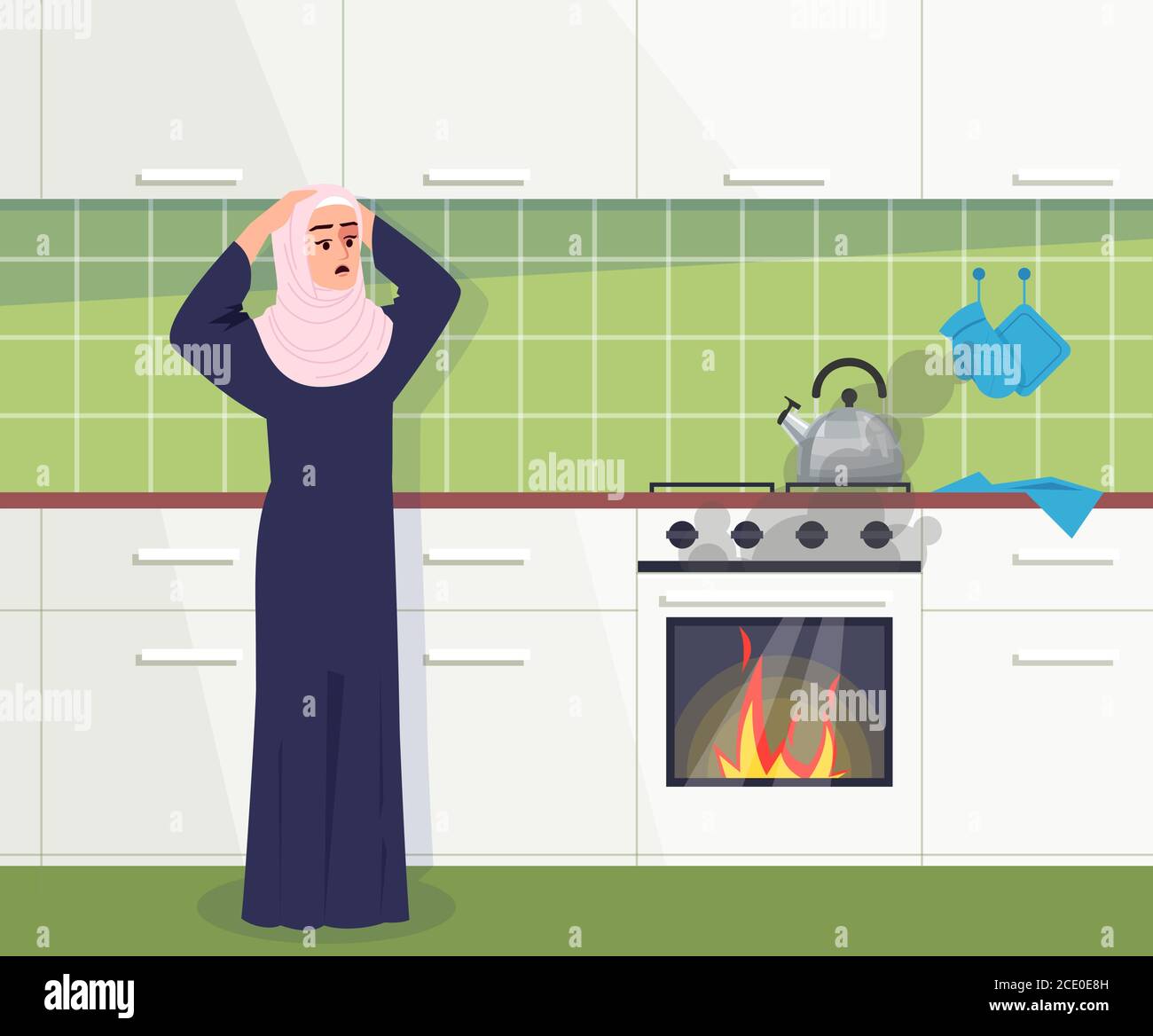 Kitchen cooking accident Stock Vector Images - Alamy