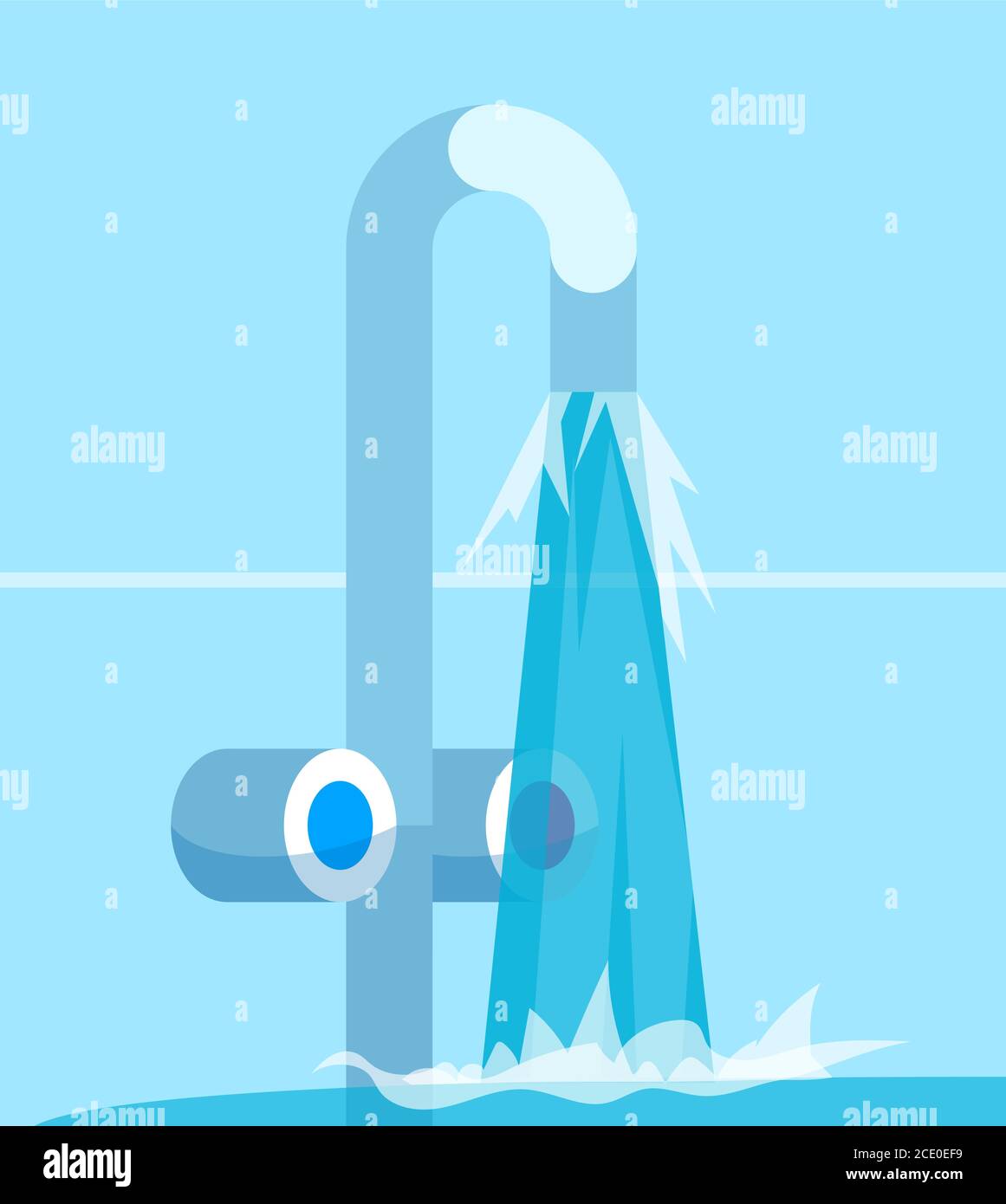 Broken tap water semi flat RGB color vector illustration Stock Vector ...