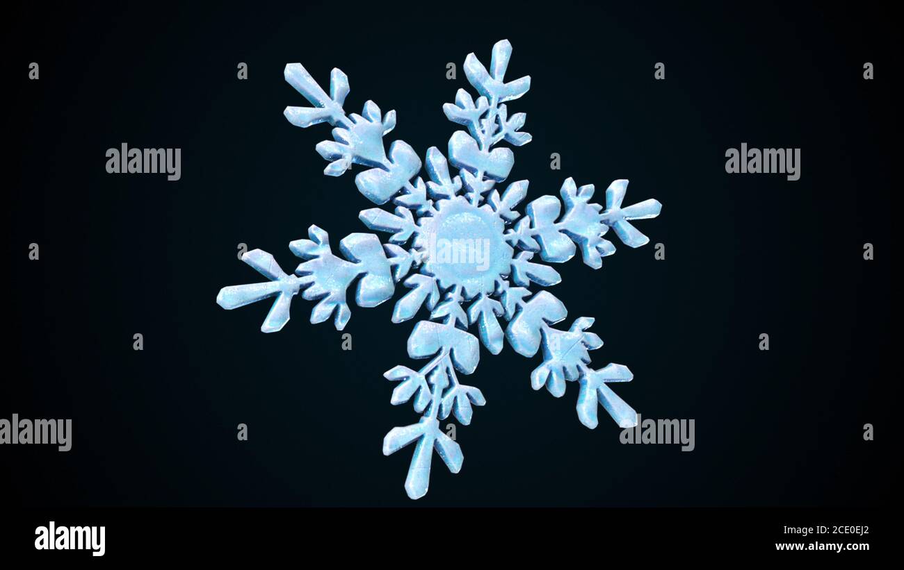 Rotating crystal snowflake against black, computer generated. 3d ...