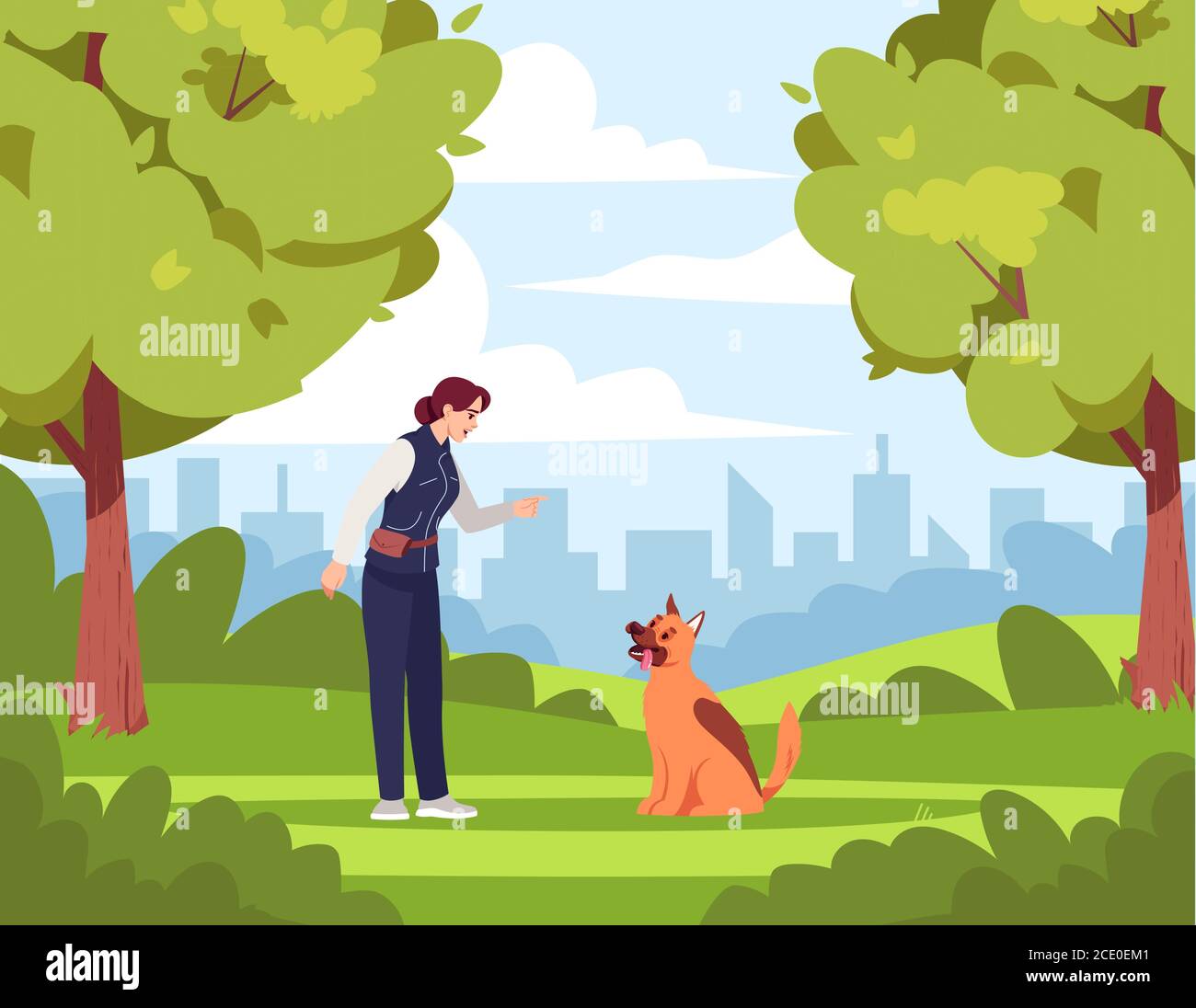 Dog training semi flat vector illustration Stock Vector Image & Art - Alamy