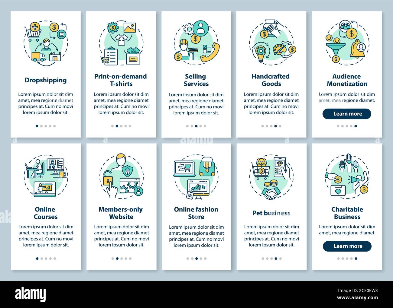 Small business investment onboarding mobile app page screen with ...