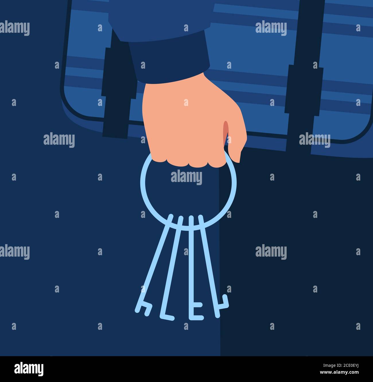 Keys in unknown man hand semi flat RGB color vector illustration Stock ...