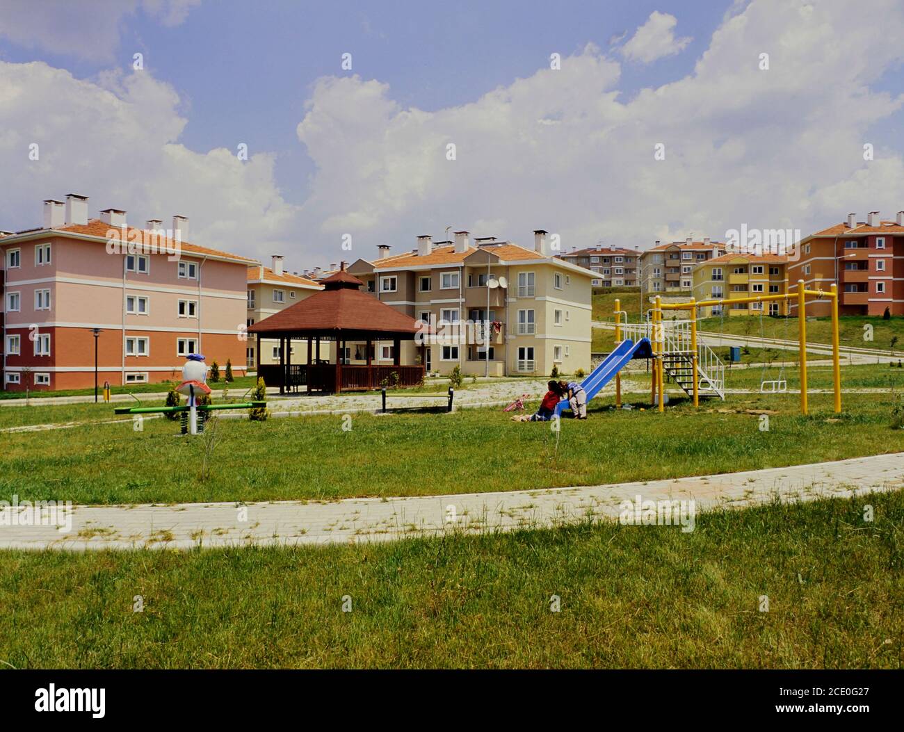 Specially produced robust buildings resistant to earthquakes. Modern ...