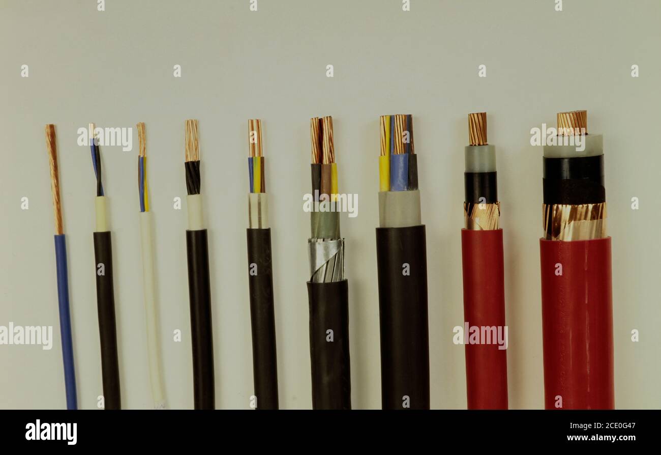 Cable samples that can carry various electrical currents in different ...