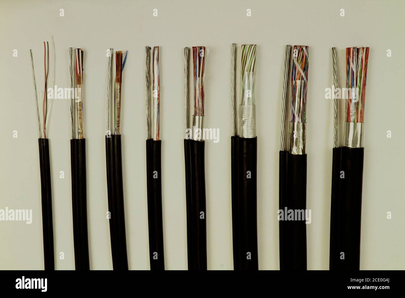Cable samples that can carry various electrical currents in different ...
