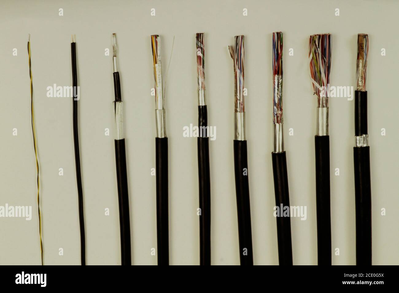 Cable samples that can carry various electrical currents in different ...