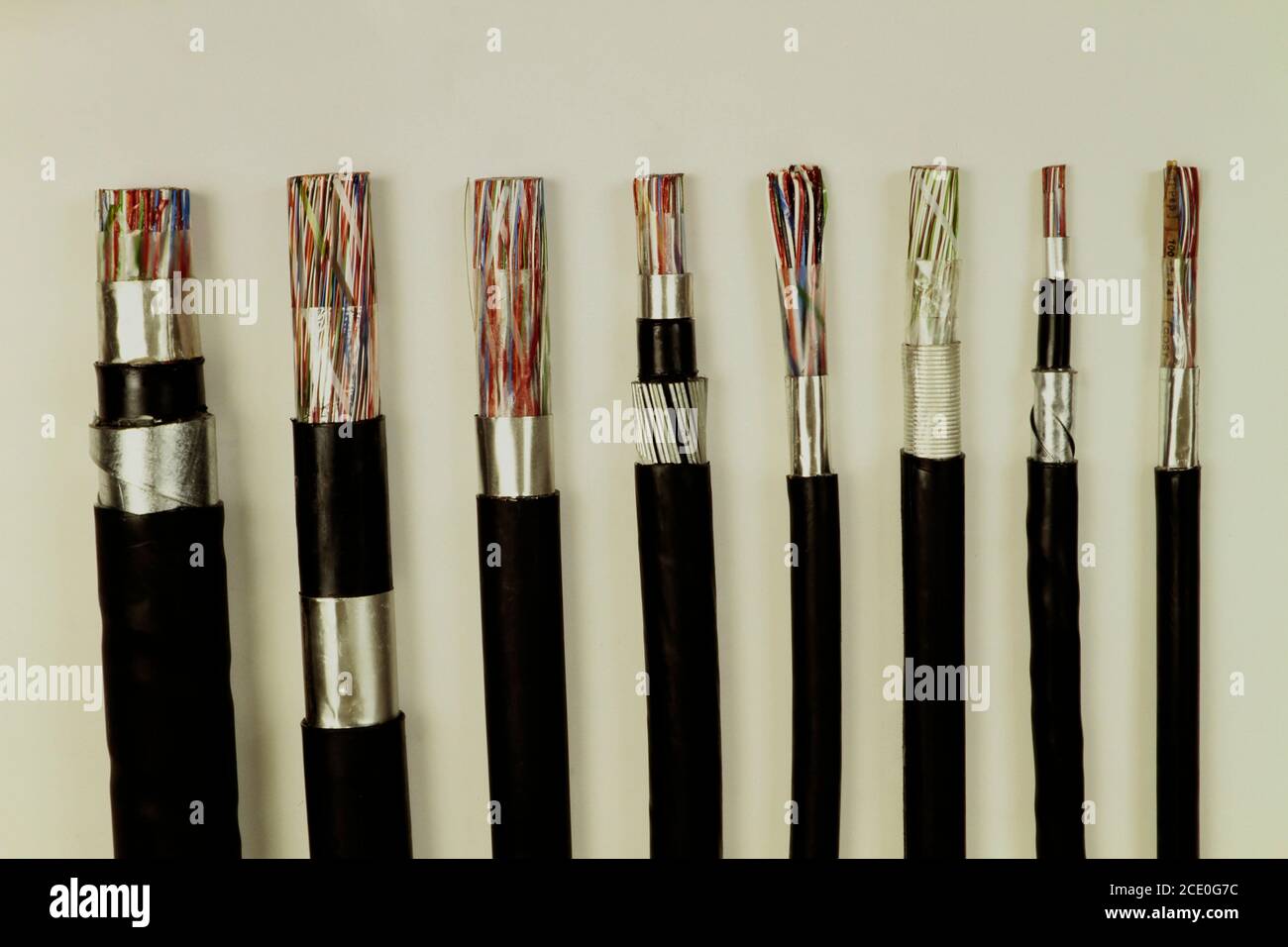 Cable samples that can carry various electrical currents in different ...