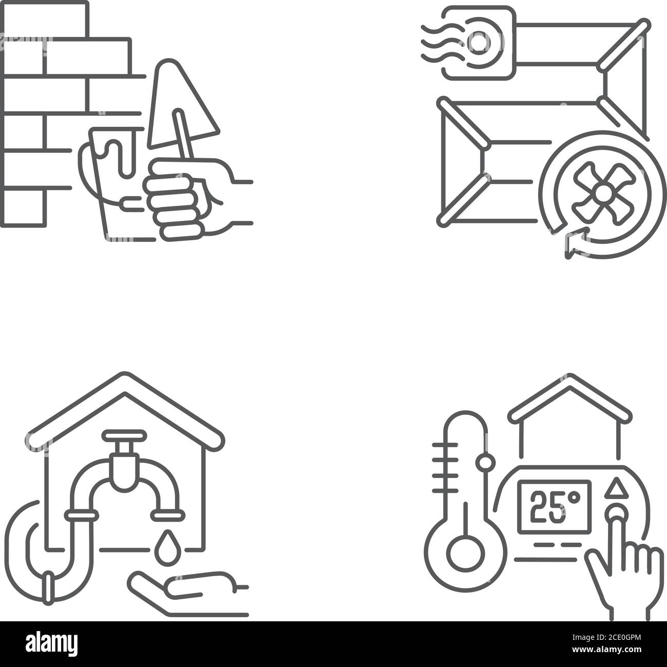 House building linear icons set Stock Vector Image & Art - Alamy