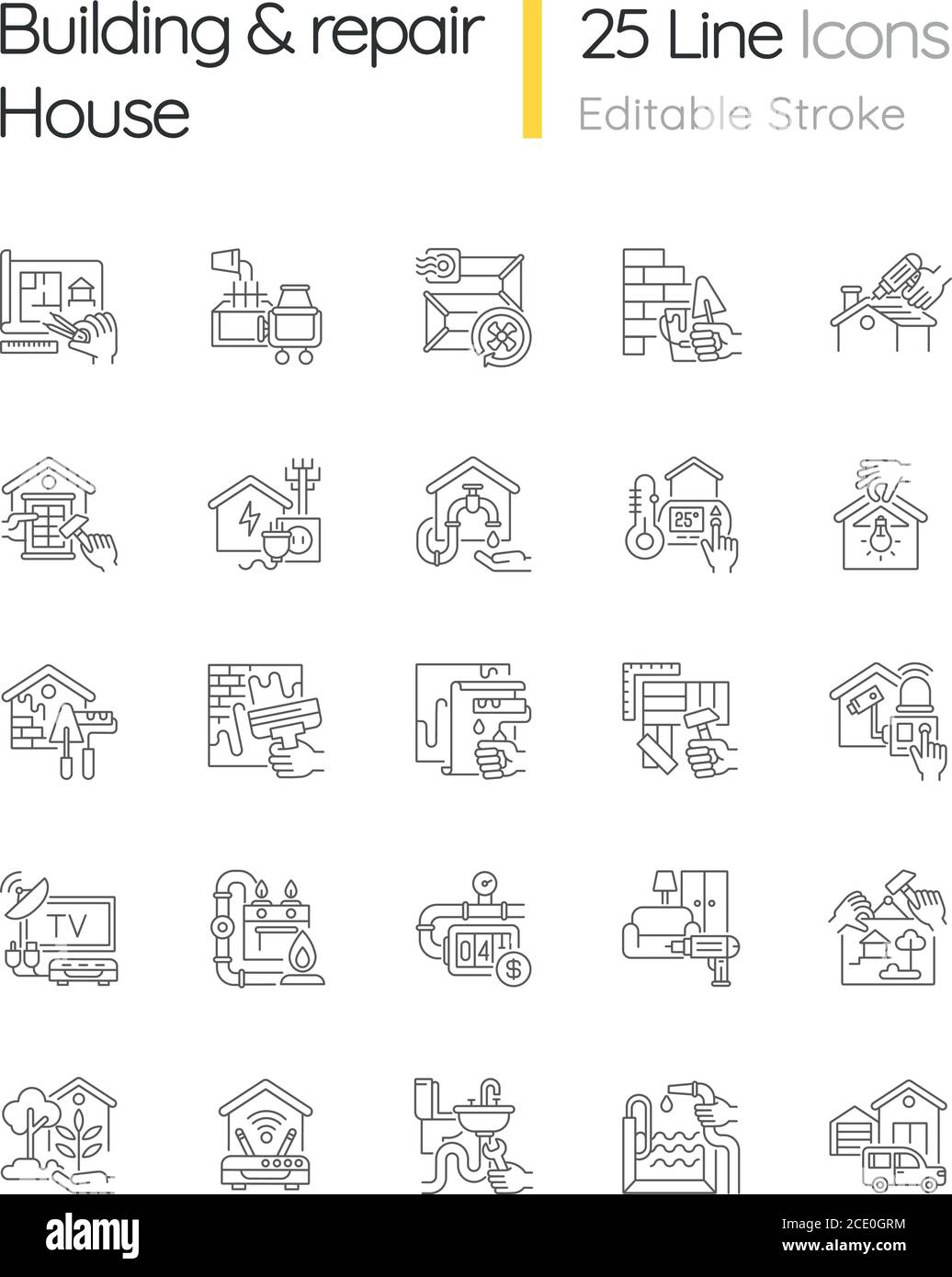 Home maintenance linear icons Stock Vector Images - Alamy