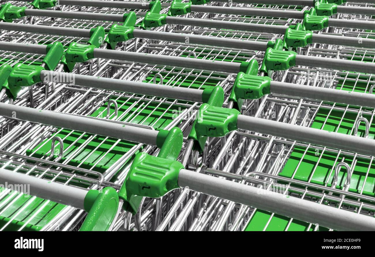 Green shopping carts Stock Photo - Alamy
