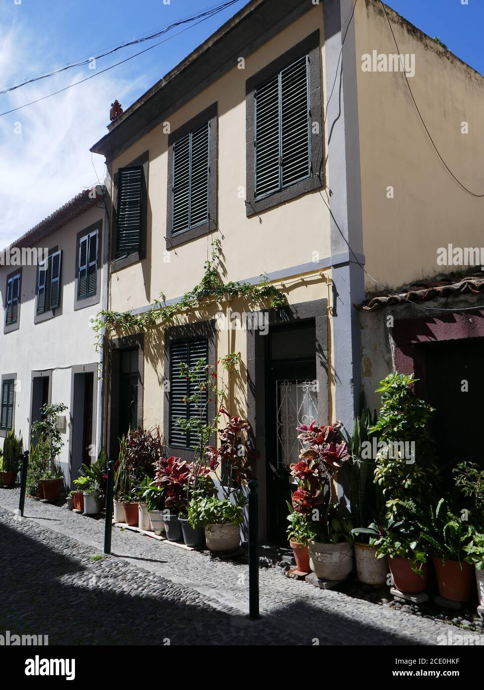 Old town houses in Funchal Stock Photo - Alamy
