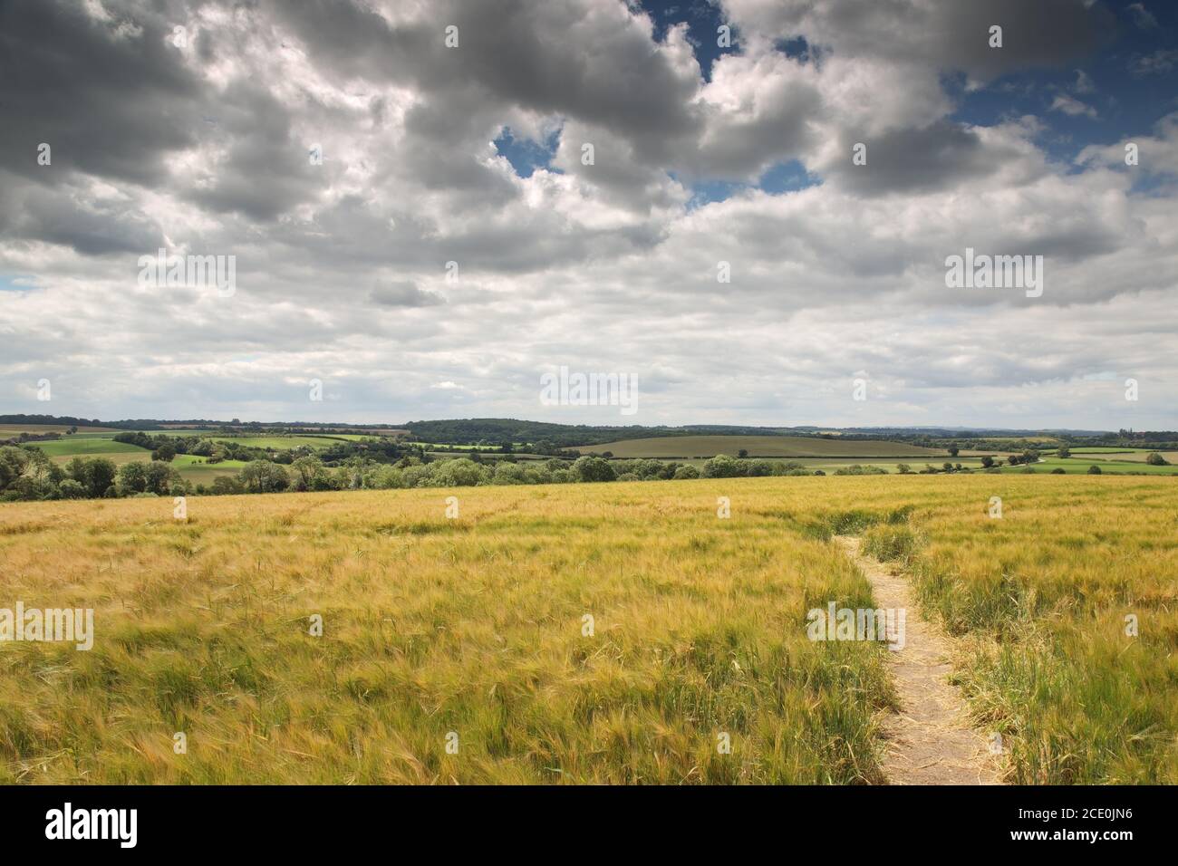 landscape image of a public footpaths in farm land in the oxfordshire ...