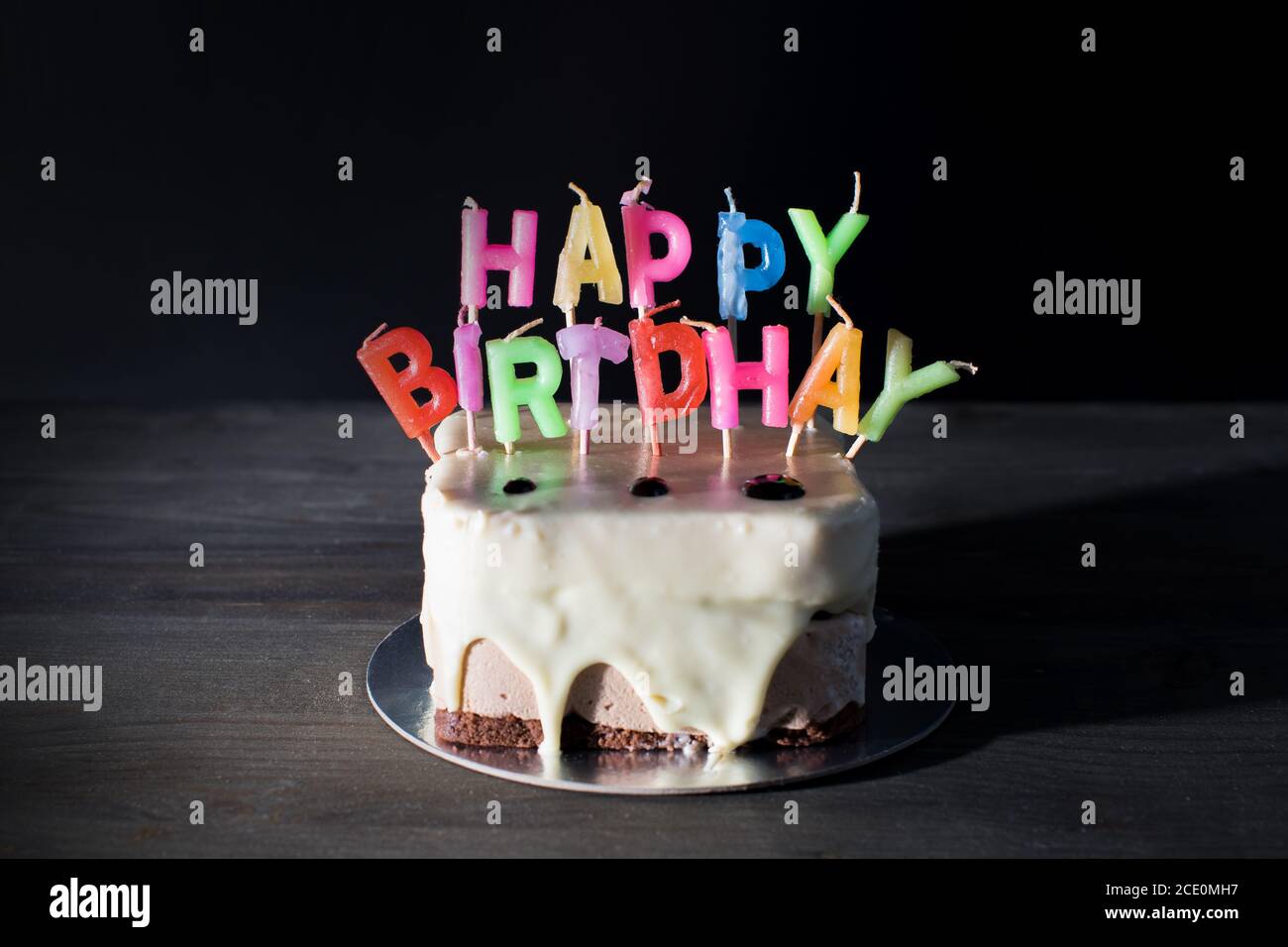 birthday cake on the dark background Stock Photo - Alamy