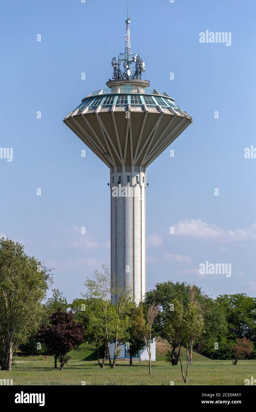 Close up shot of a water tower with clear sky in the background Stock ...