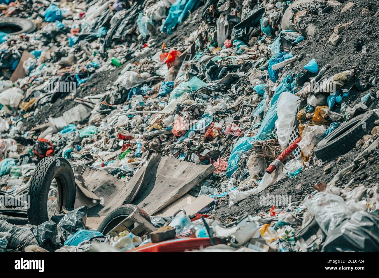 Landfill or dump of household waste, ecological problem, garbage trash ...