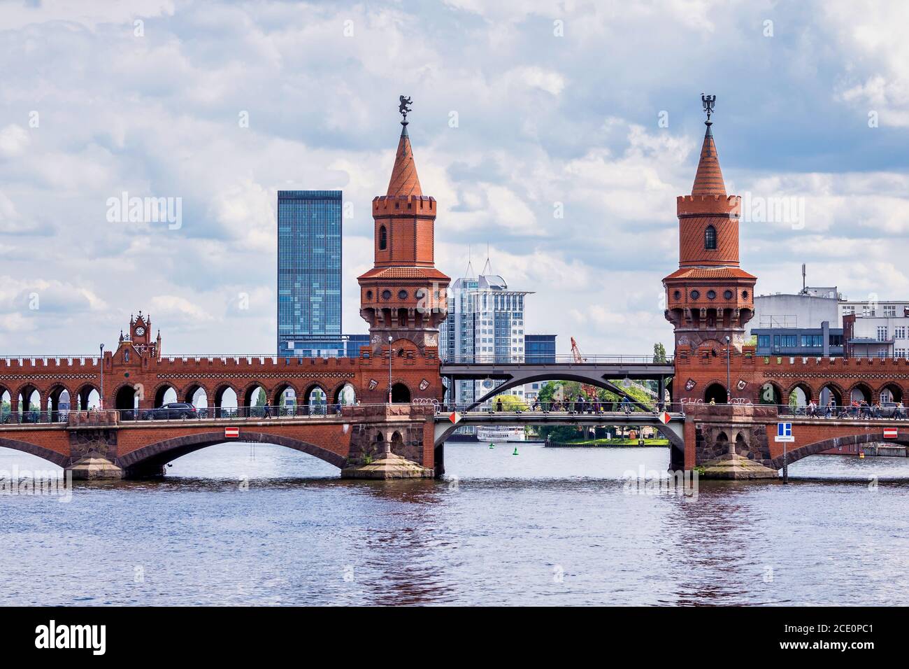 Oberbaumbrucke across the Spree, the longest bridge of Berlin in ...