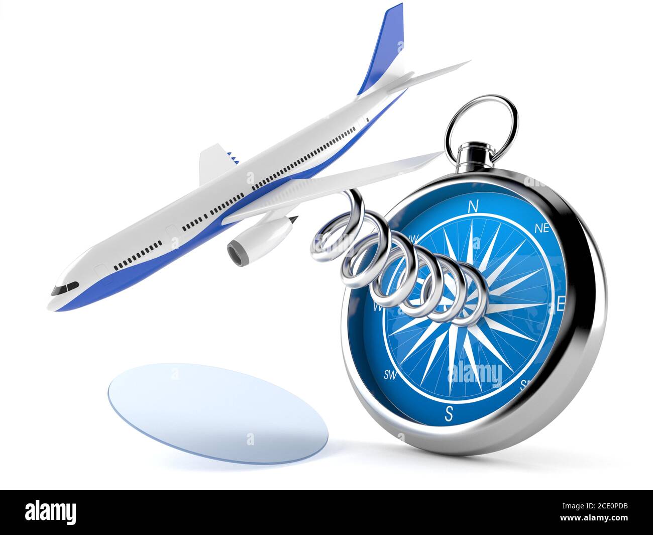 Airplane with compass isolated on white background Stock Photo - Alamy