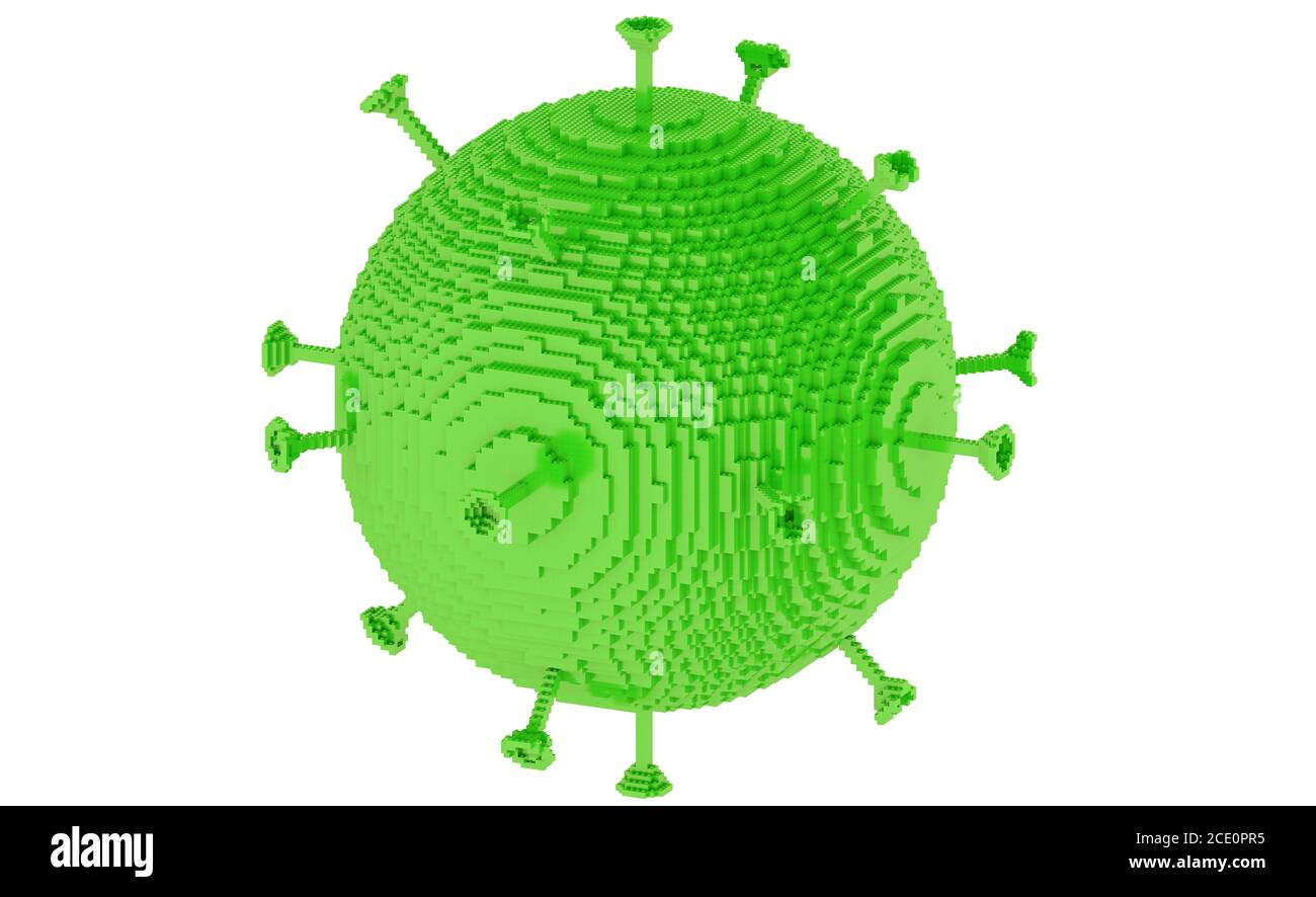 Green Coronavirus Covid 19 virus cell, made of plastic construction ...