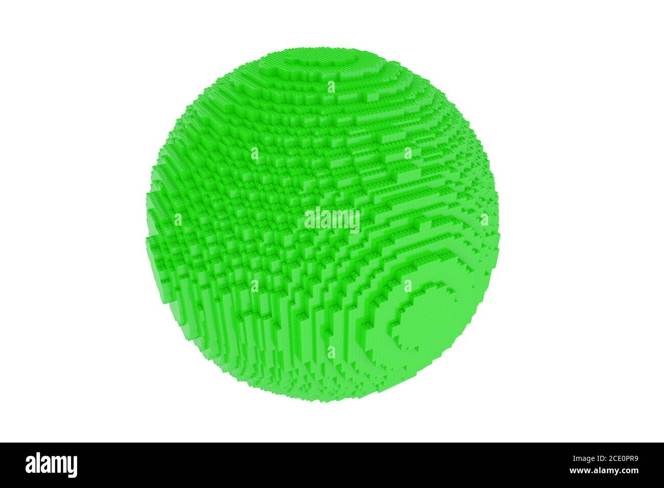 green sphere isolated on white background, made of plastic construction ...