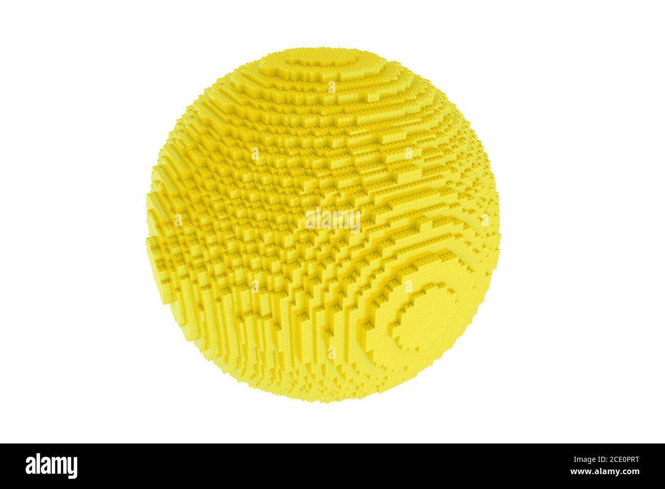 yellow sphere isolated on white background, made of plastic ...