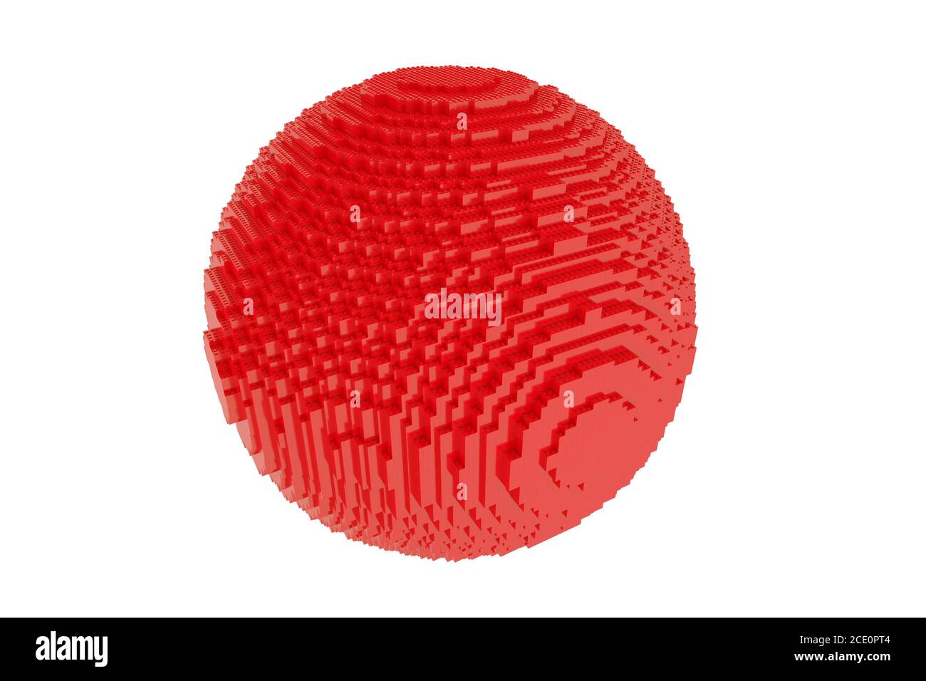 red sphere isolated on white background, made of plastic construction ...